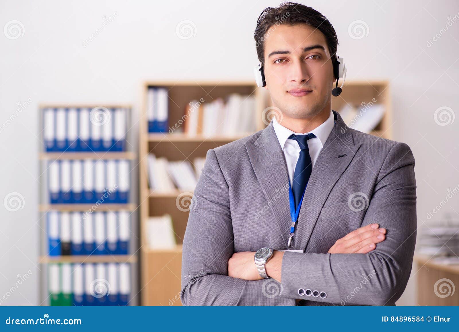 The Handsome Customer Service Clerk with Headset Stock Photo - Image of ...