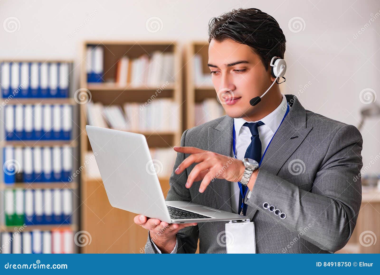 The Handsome Customer Service Clerk with Headset Stock Photo - Image of ...