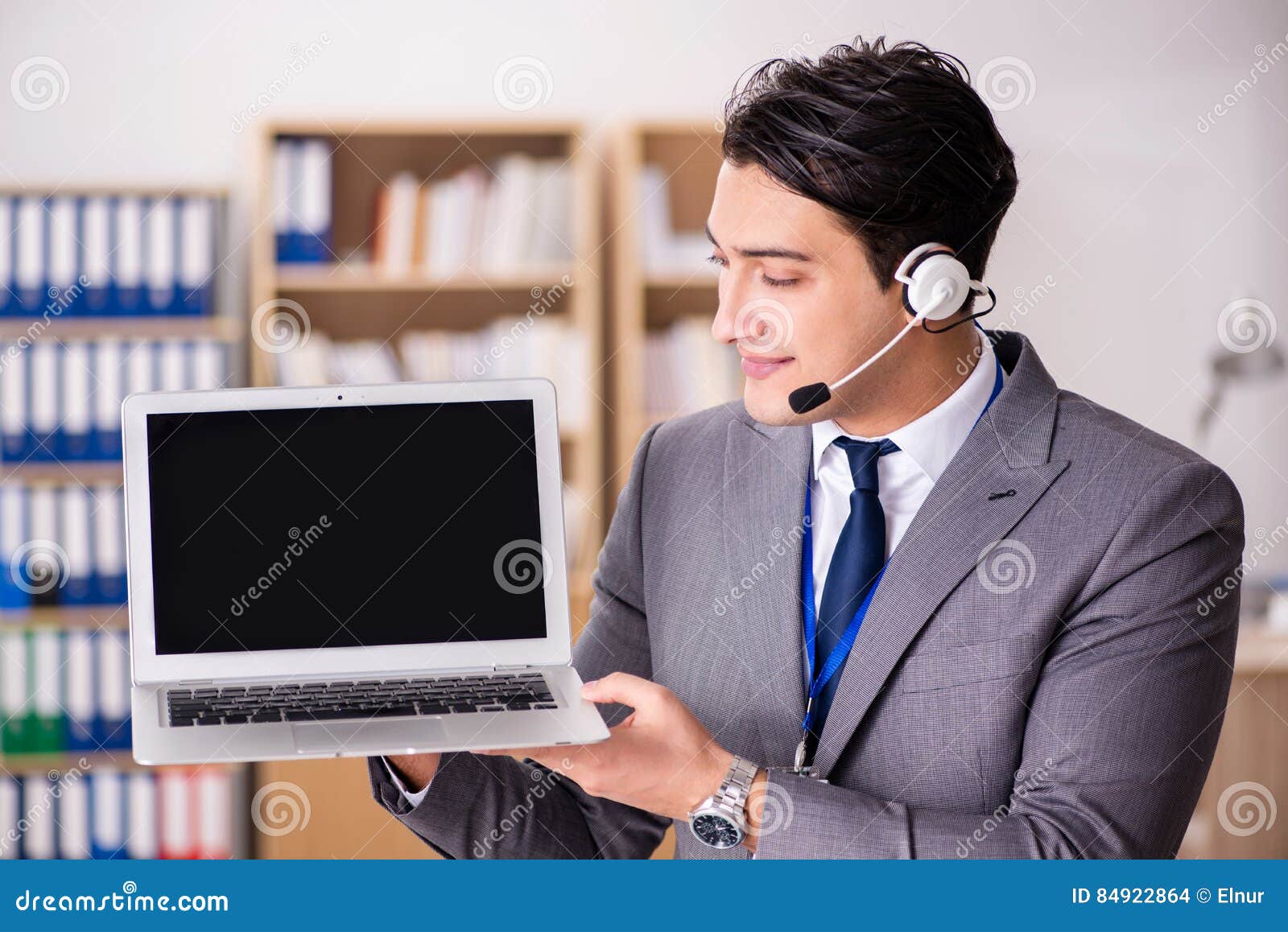 The Handsome Customer Service Clerk with Headset Stock Photo - Image of ...