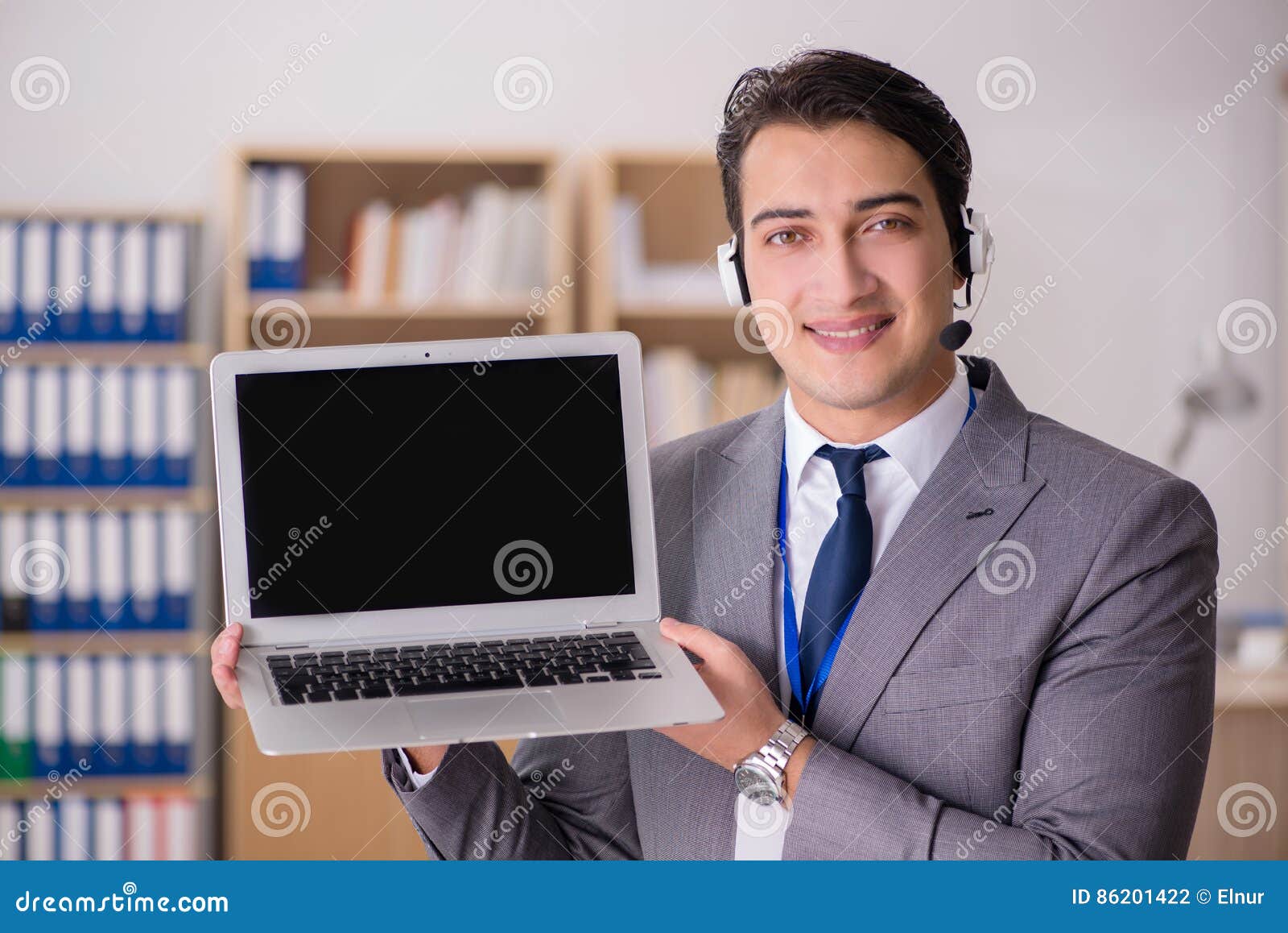 The Handsome Customer Service Clerk with Headset Stock Photo - Image of ...