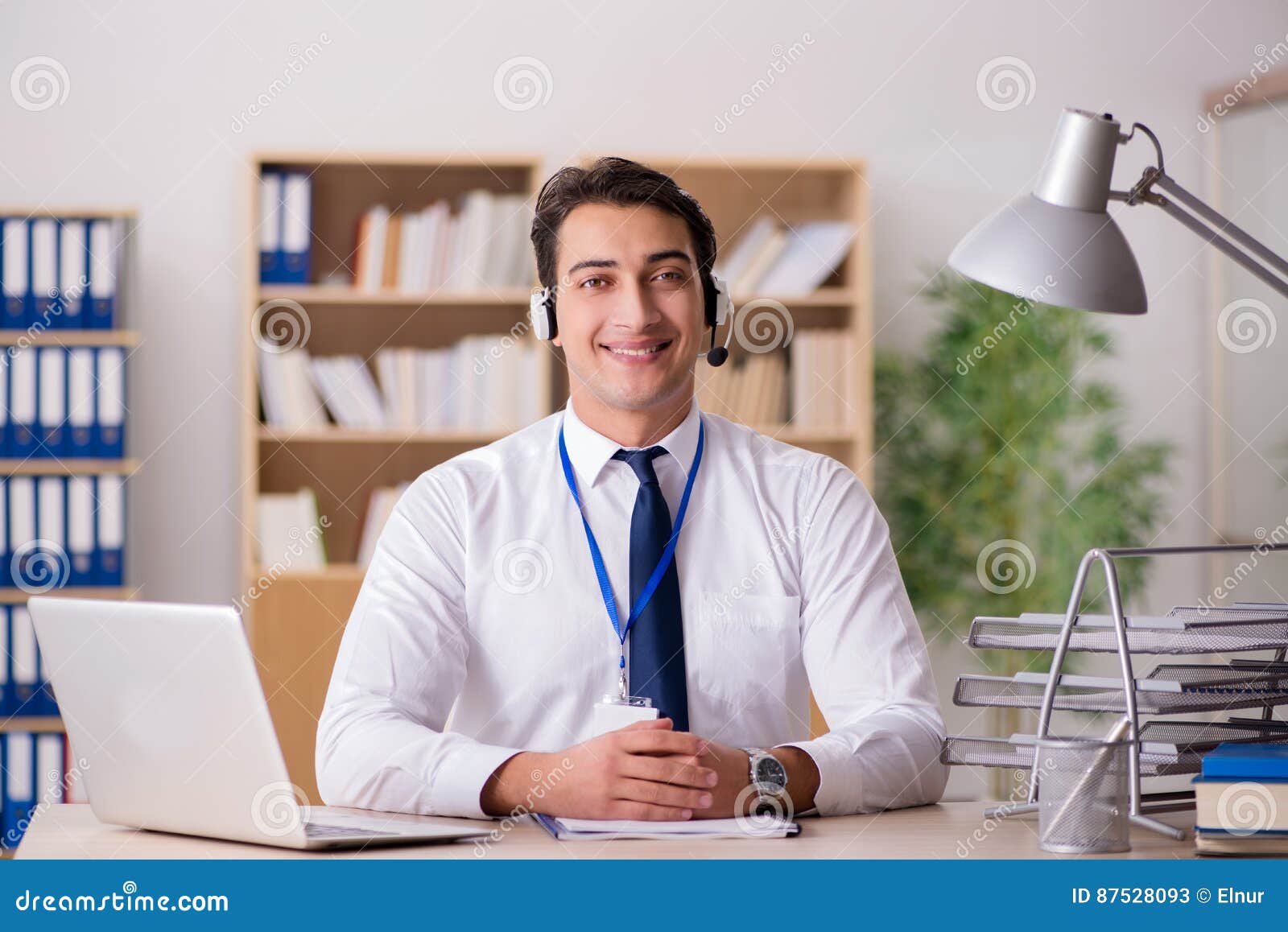 The Handsome Customer Service Clerk with Headset Stock Image - Image of ...