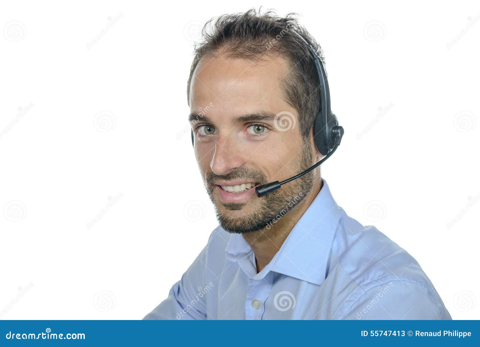 Handsome Customer Service Operator Wearing a Headset Stock Image ...