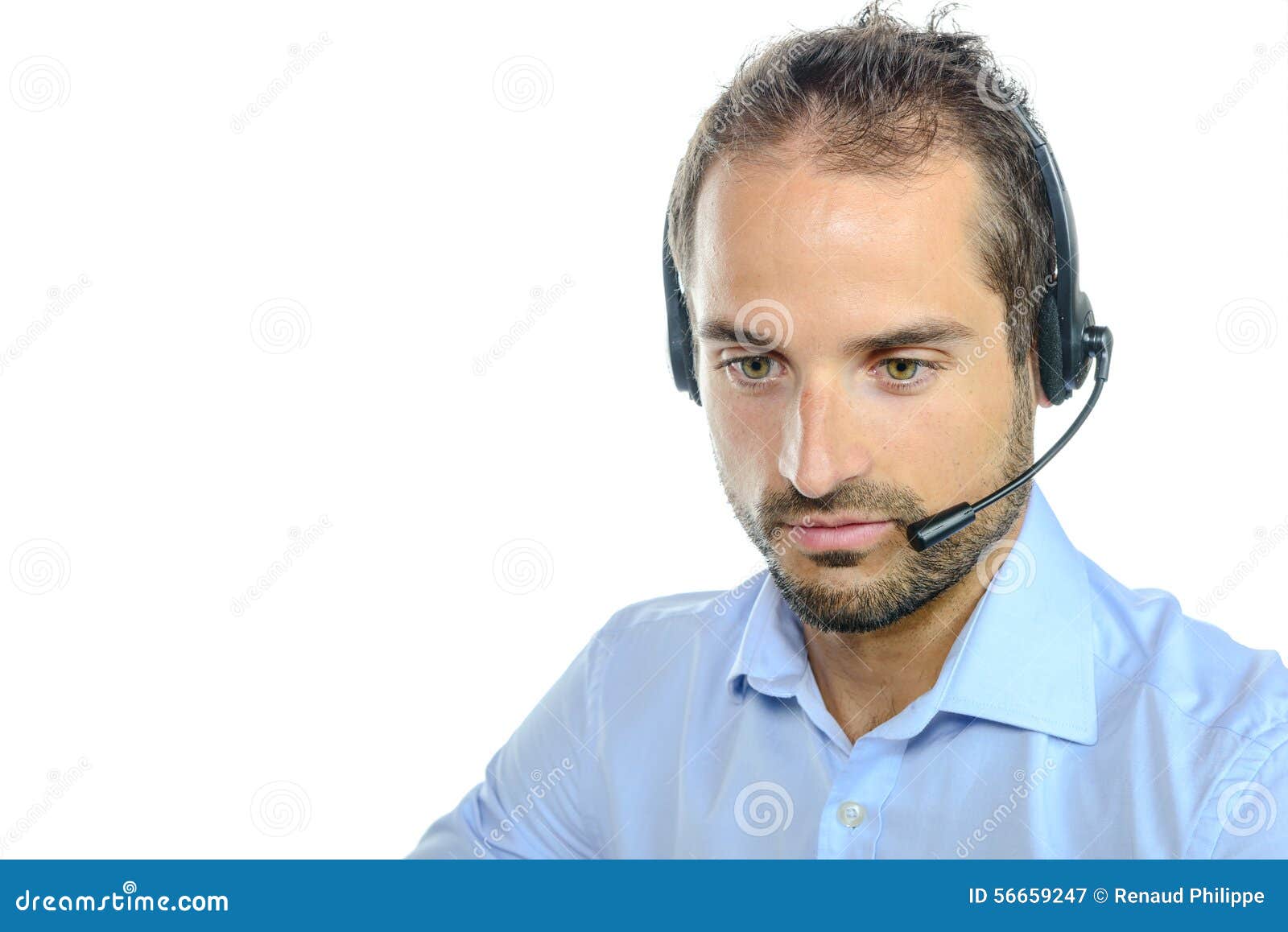 Handsome Customer Service Operator Wearing a Headset Stock Image ...