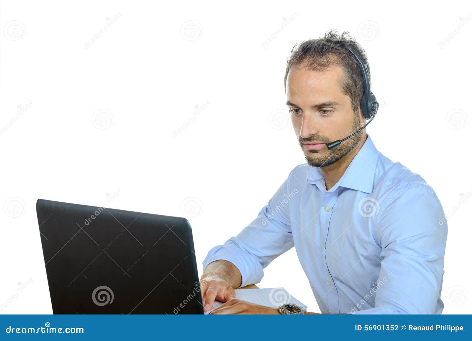 Handsome Customer Service Operator Wearing a Headset Stock Photo ...