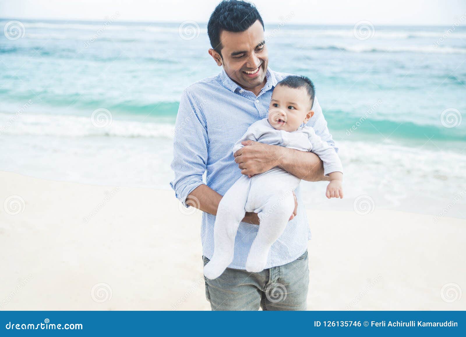 Handsome Dad with His Cute Son Stock Photo - Image of affectionate ...