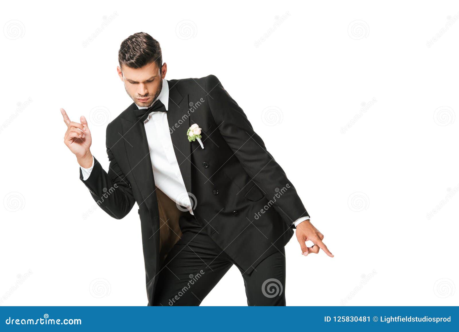 Handsome Dancing Young Groom Isolated Stock Image - Image of people ...