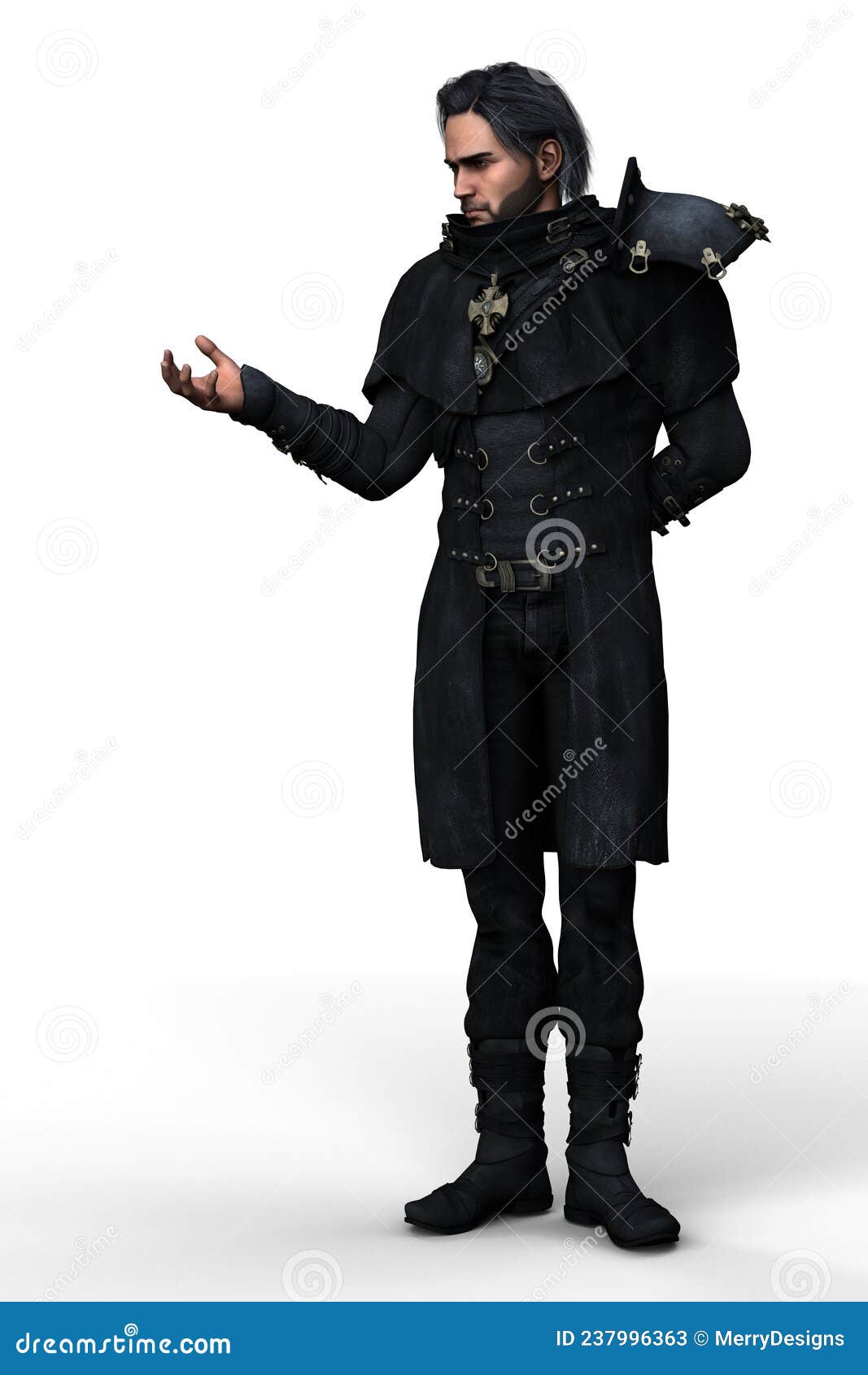 Handsome Dark Brooding Man Holding His Hand Out in a Magical Pose Stock ...