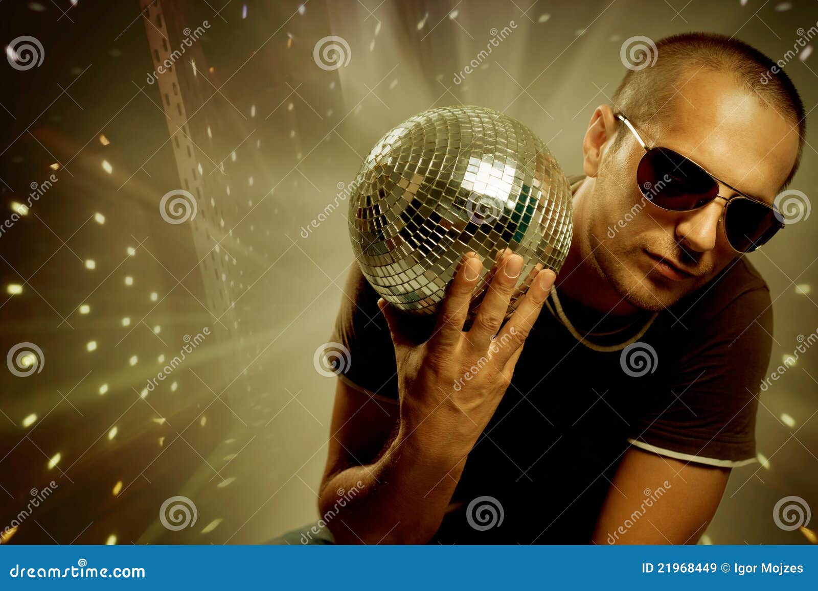 Handsome disco man stock image. Image of hand, reflection - 21968449