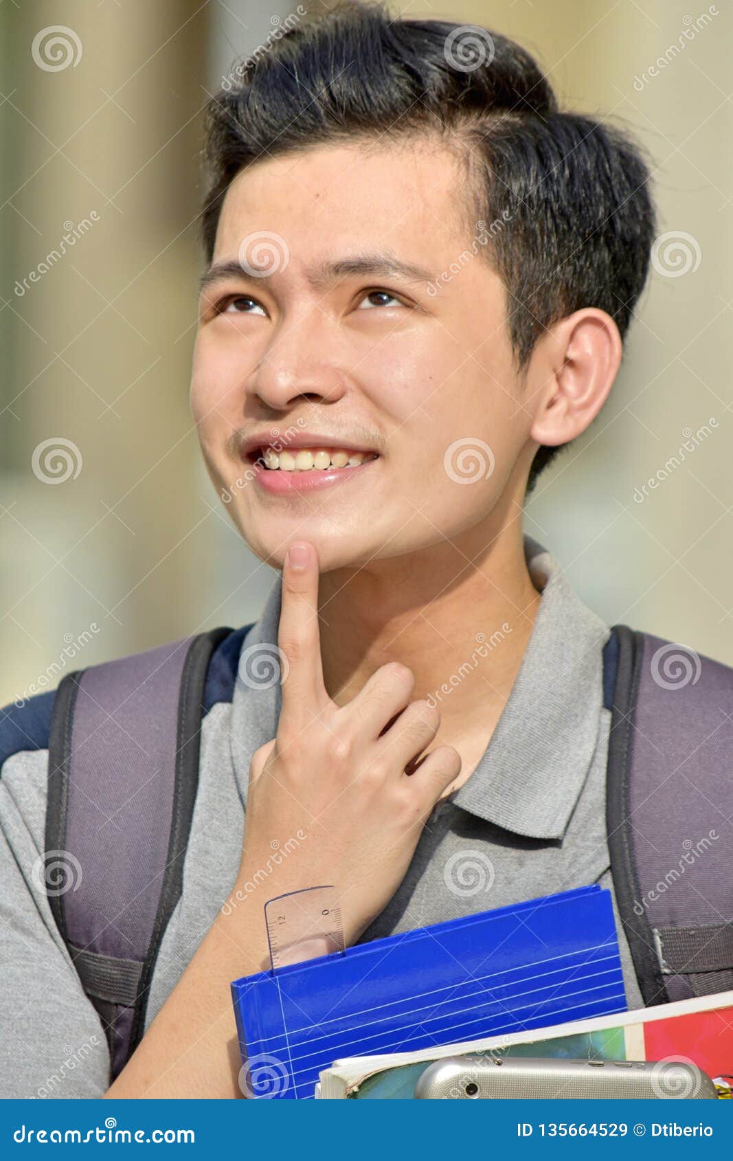 Handsome Diverse Boy Student Making a Decision with Notebooks Stock ...