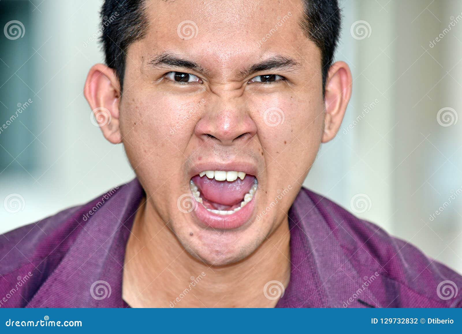 Handsome Diverse Man Yelling Stock Photo - Image of yell, male: 129732832