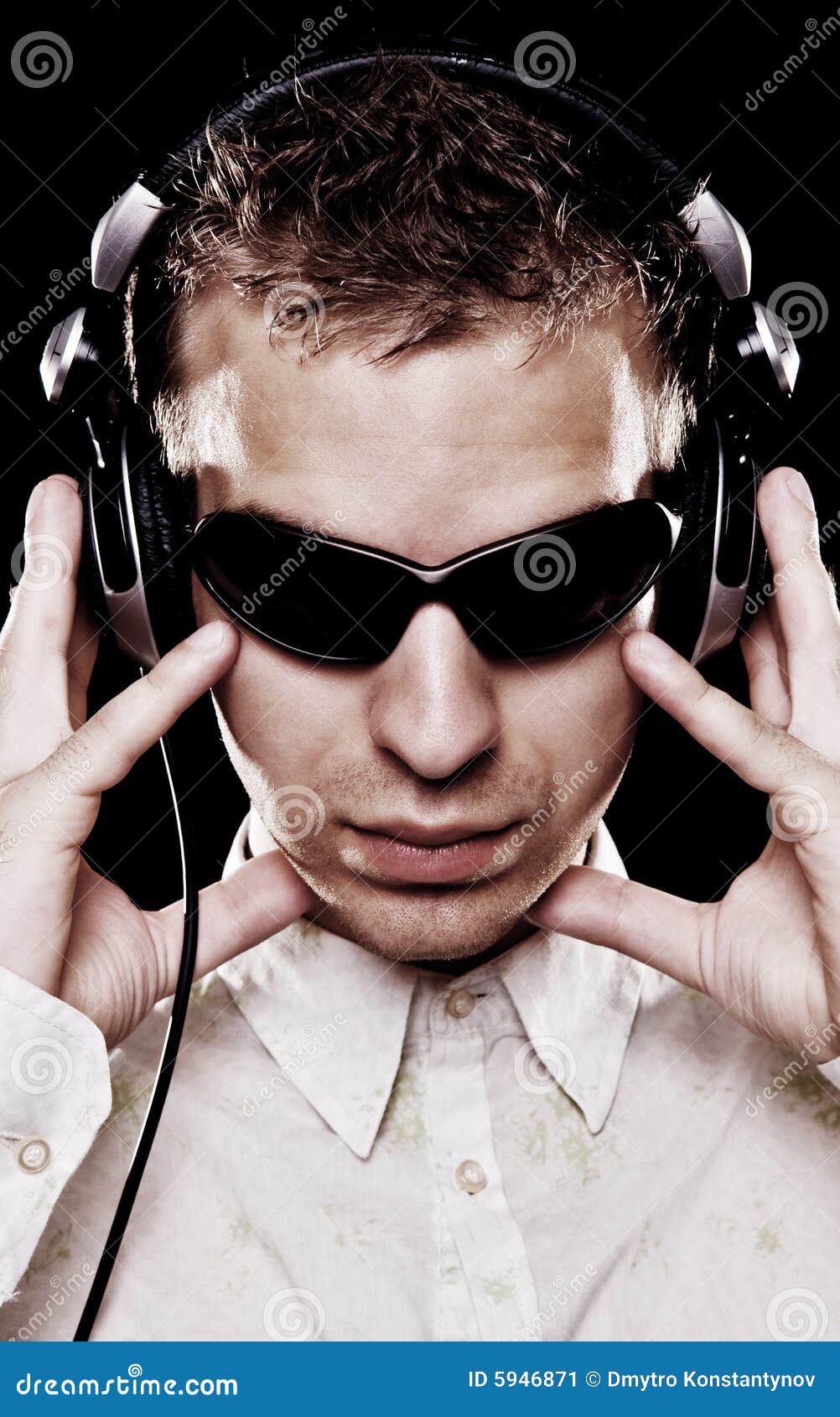 Handsome Dj in Sunglasses with Headphones Stock Image - Image of ...