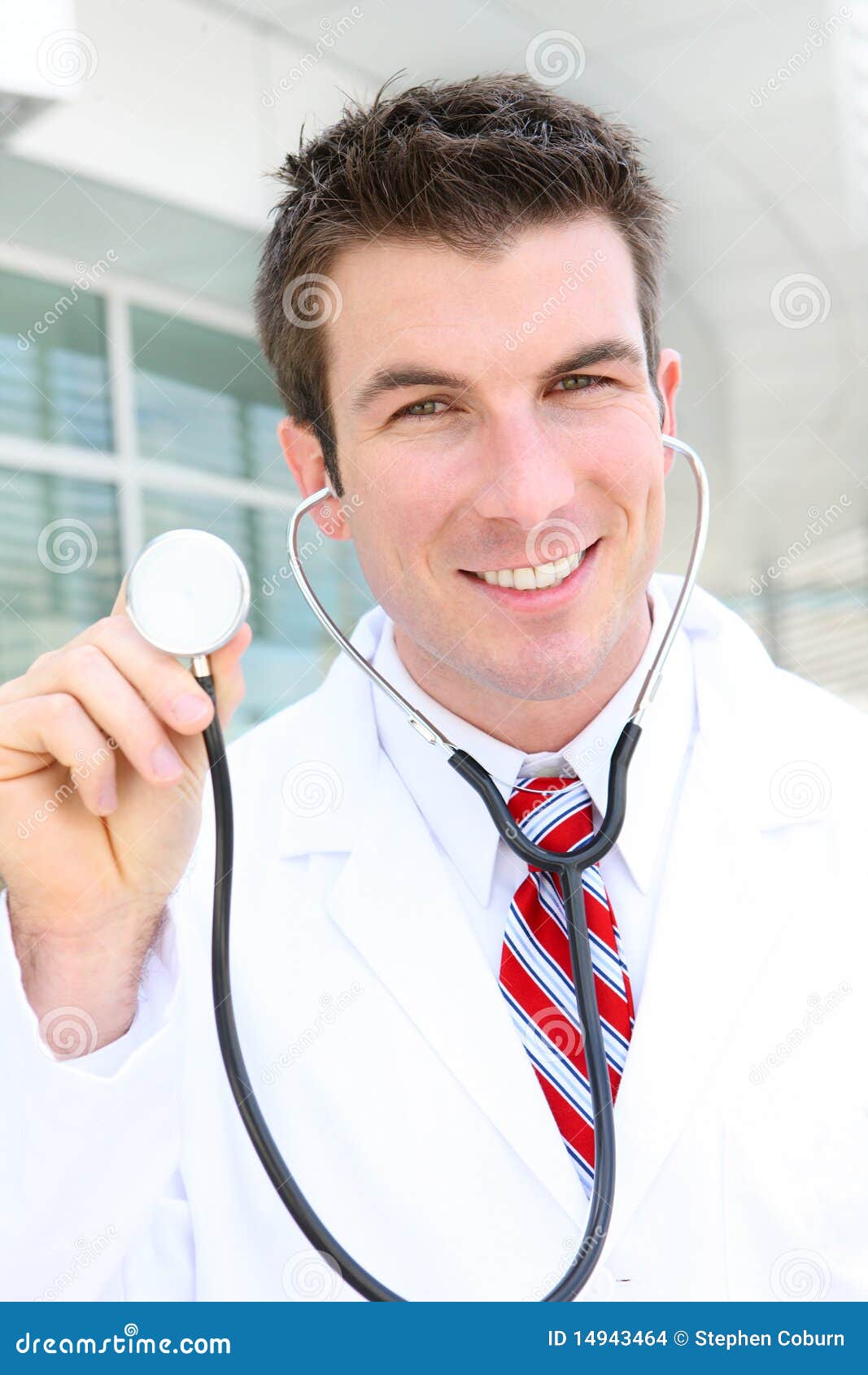 Handsome Doctor at Hospital Stock Photo - Image of stethoscope ...