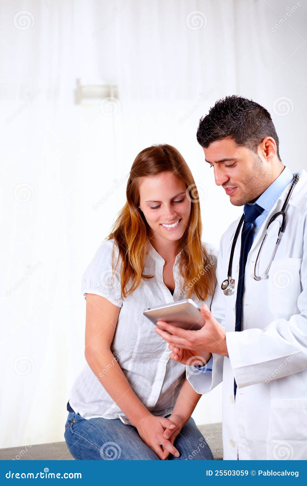Handsome Doctor and a Patient Looking To Tablet PC Stock Image - Image ...