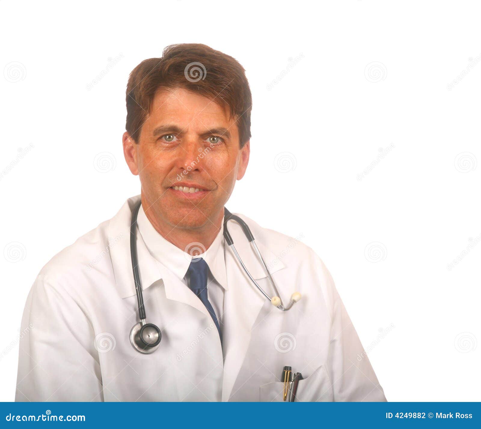 Handsome Guy Doctor In White Lab Coat With Stethoscope On White ...