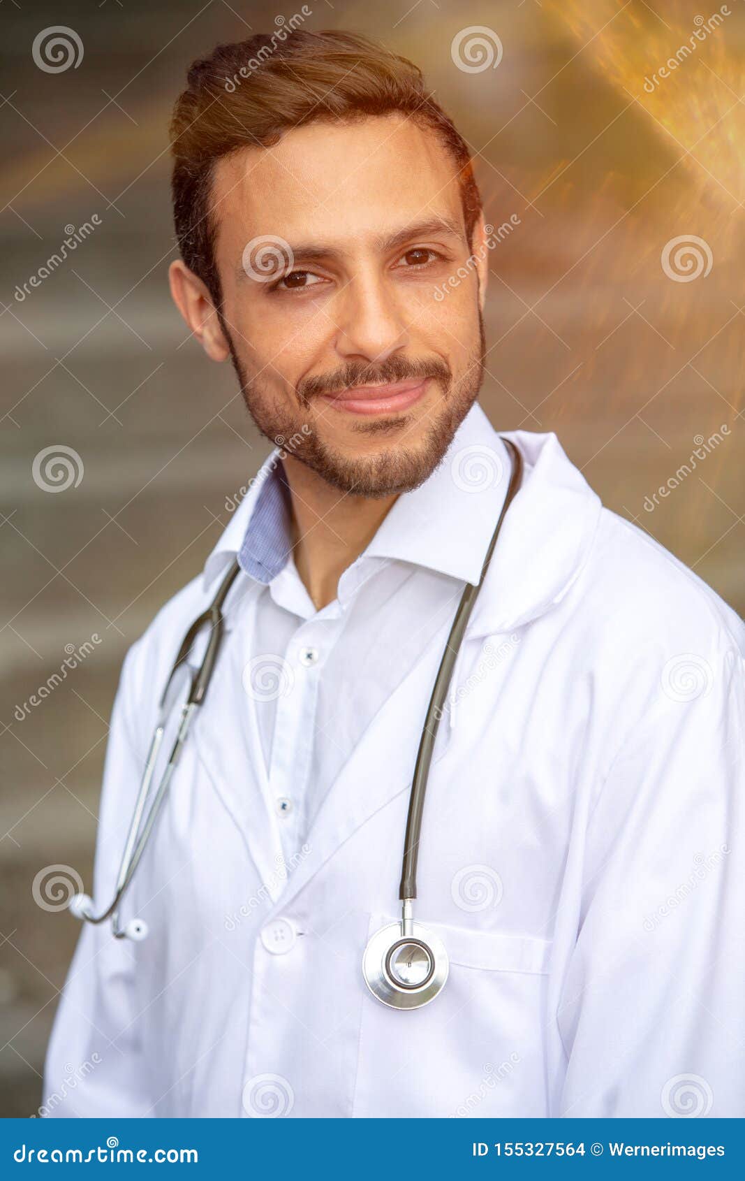 Handsome Doctor in White Coat with Stethoscope Stock Photo - Image of ...