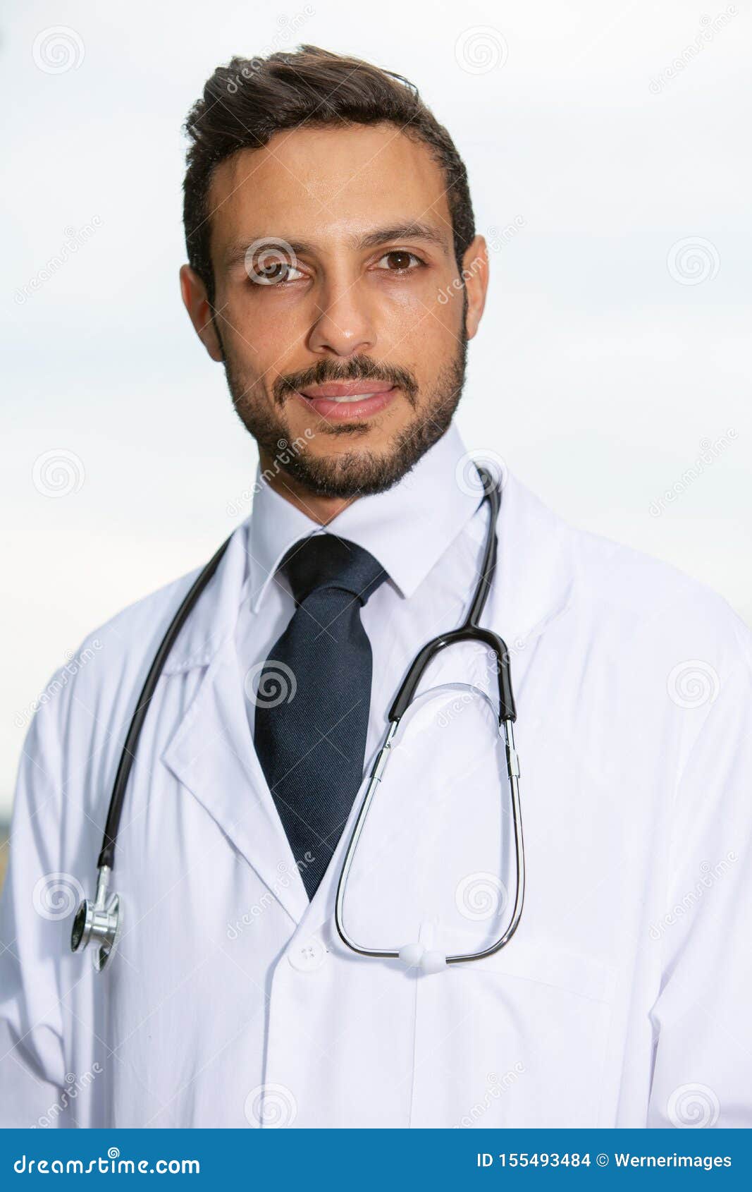 Handsome Doctor in White Coat with Stethoscope Stock Photo - Image of ...