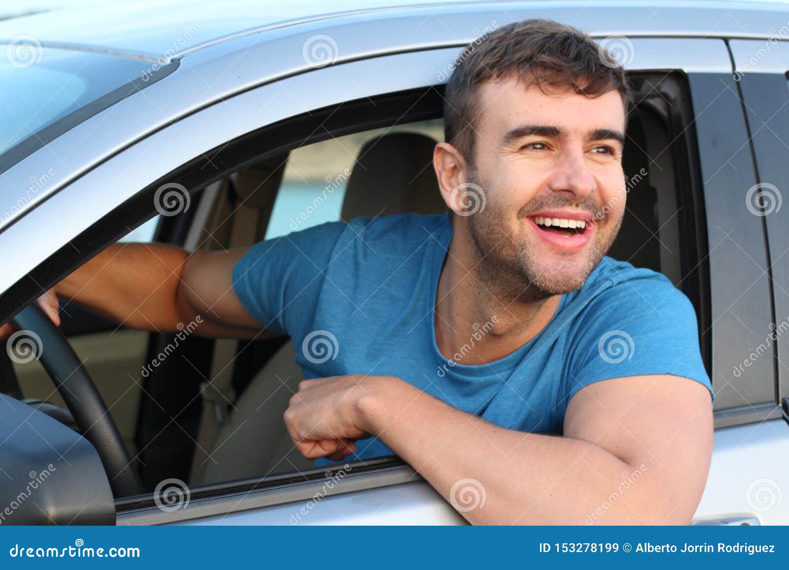 Handsome Driver Looking at View Stock Image - Image of happy, caucasian ...