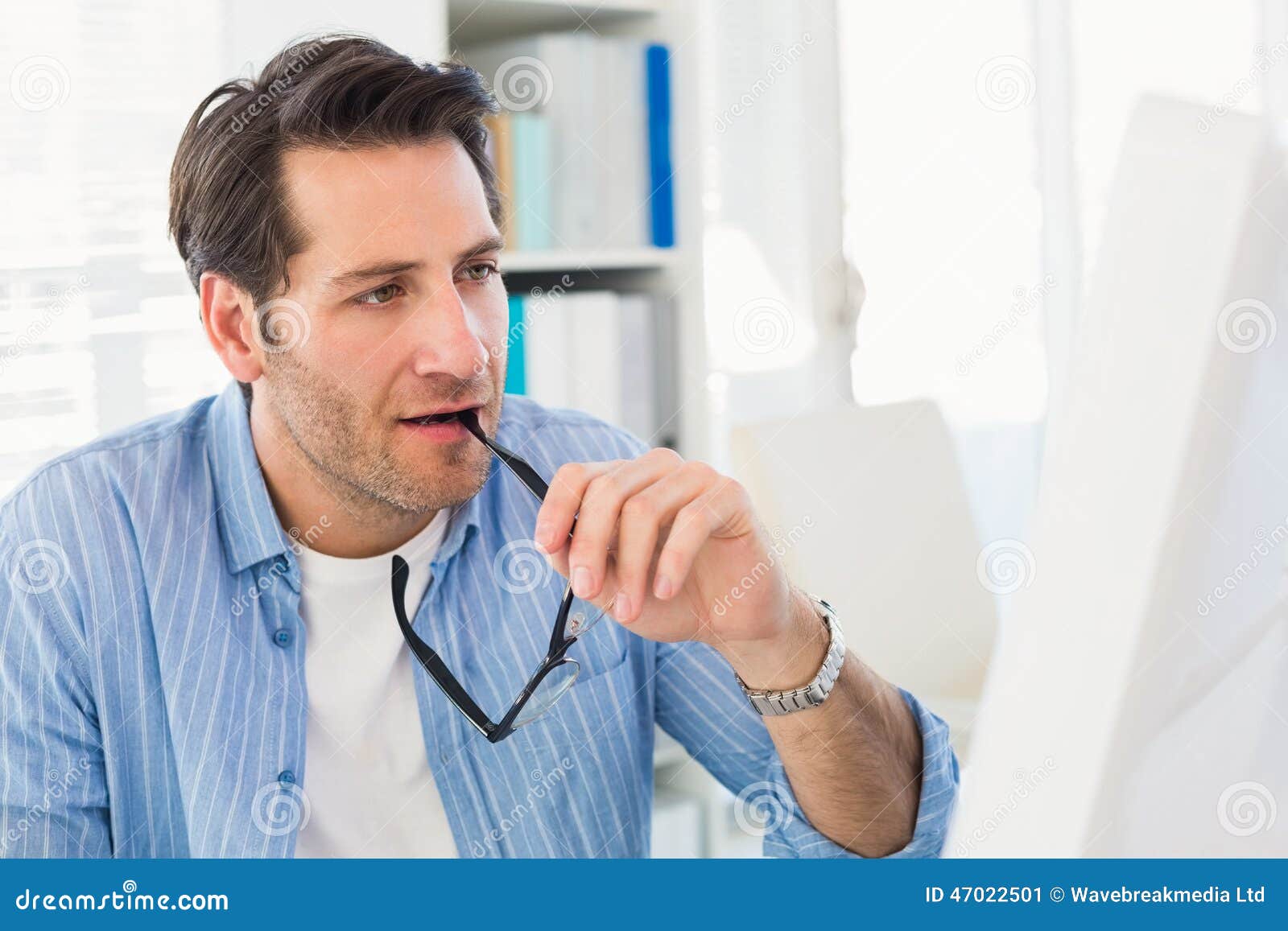 Handsome Editor Working at His Computer Stock Image - Image of desk ...