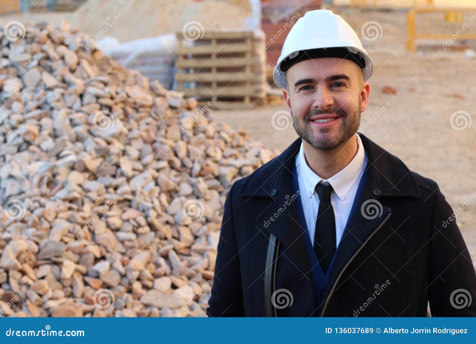 Handsome and Elegant Construction Worker Stock Image - Image of ...