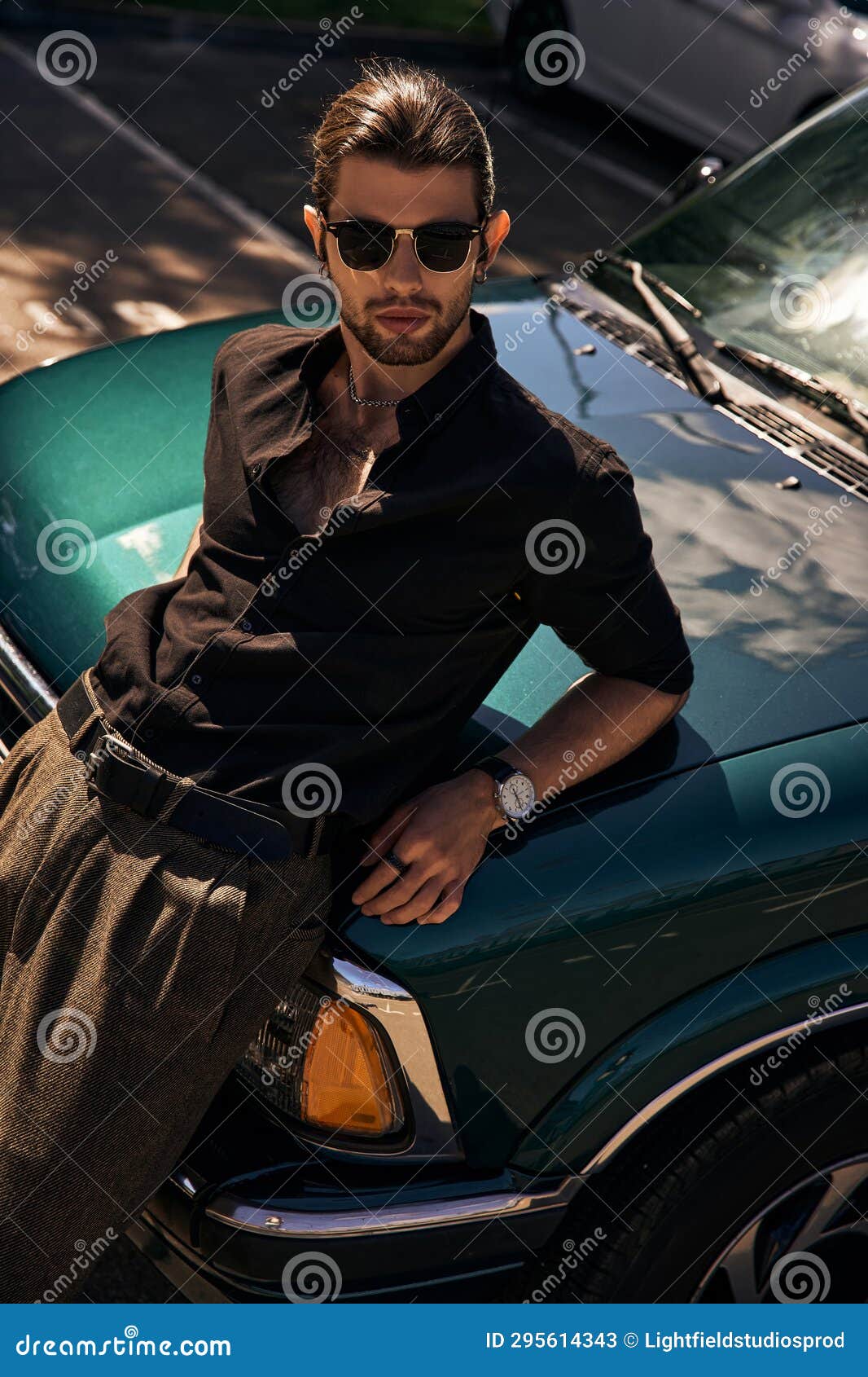 Handsome Elegant Male Model in Black Stock Image - Image of fashion ...