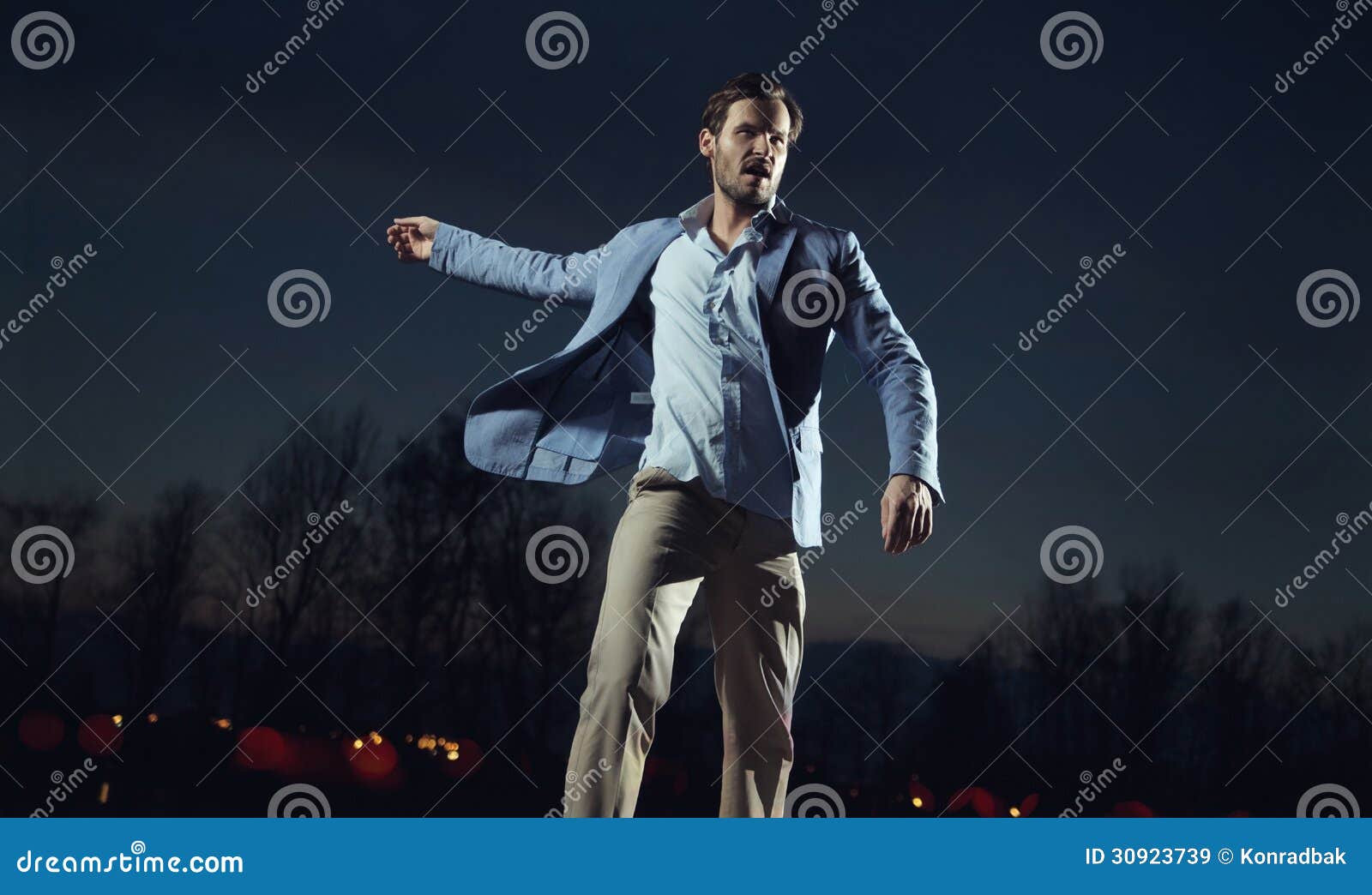 Handsome and Elegant Man Wearing Blue Jacket Stock Image - Image of ...