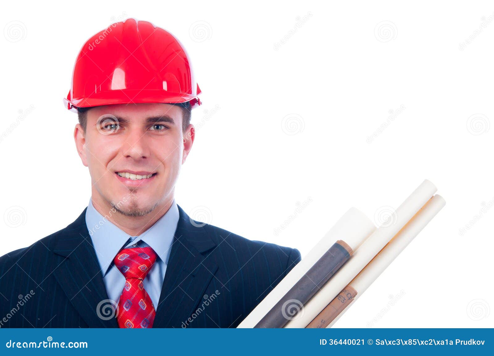 Handsome Engineer with Blueprints Stock Image - Image of enjoying ...
