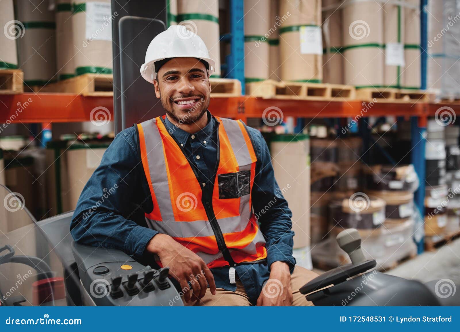 Forklift Stacker Loader Construction Showing Joists Trusses Royalty ...