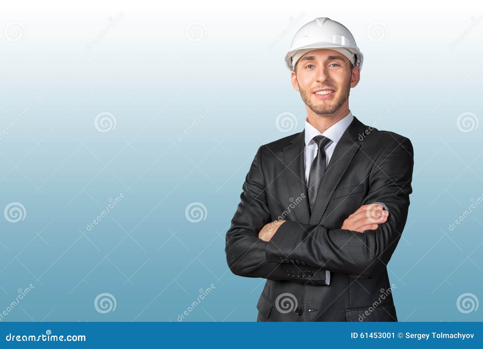Handsome Engineer in White Hardhat Stock Image - Image of expertise ...