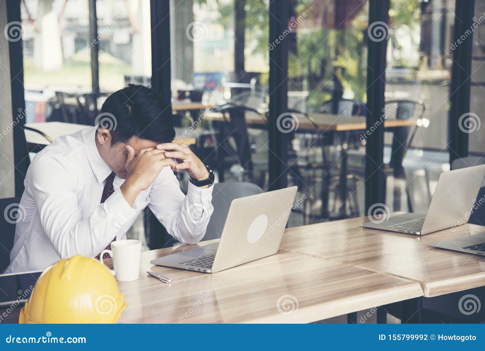 Handsome Engineer Working Outdoor in the Coffee Shop Stock Photo ...