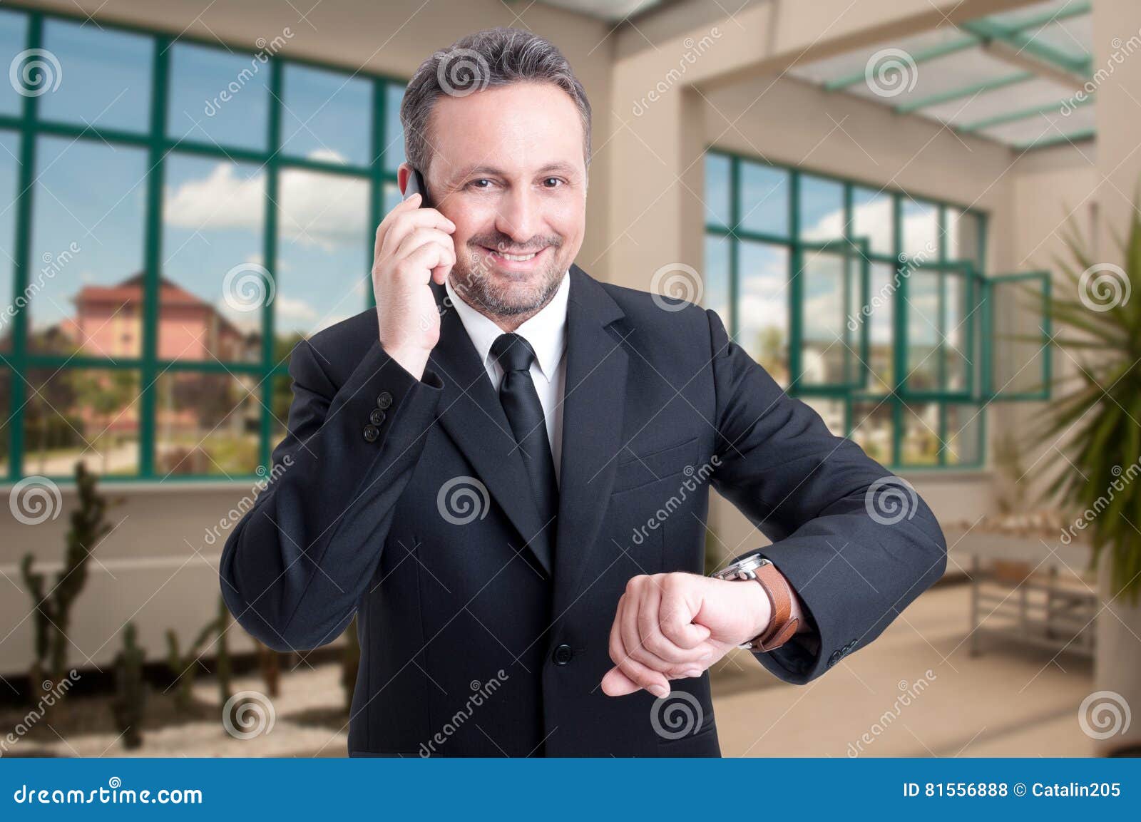 Handsome Estate Broker Man Talking on Cellphone Stock Photo - Image of ...
