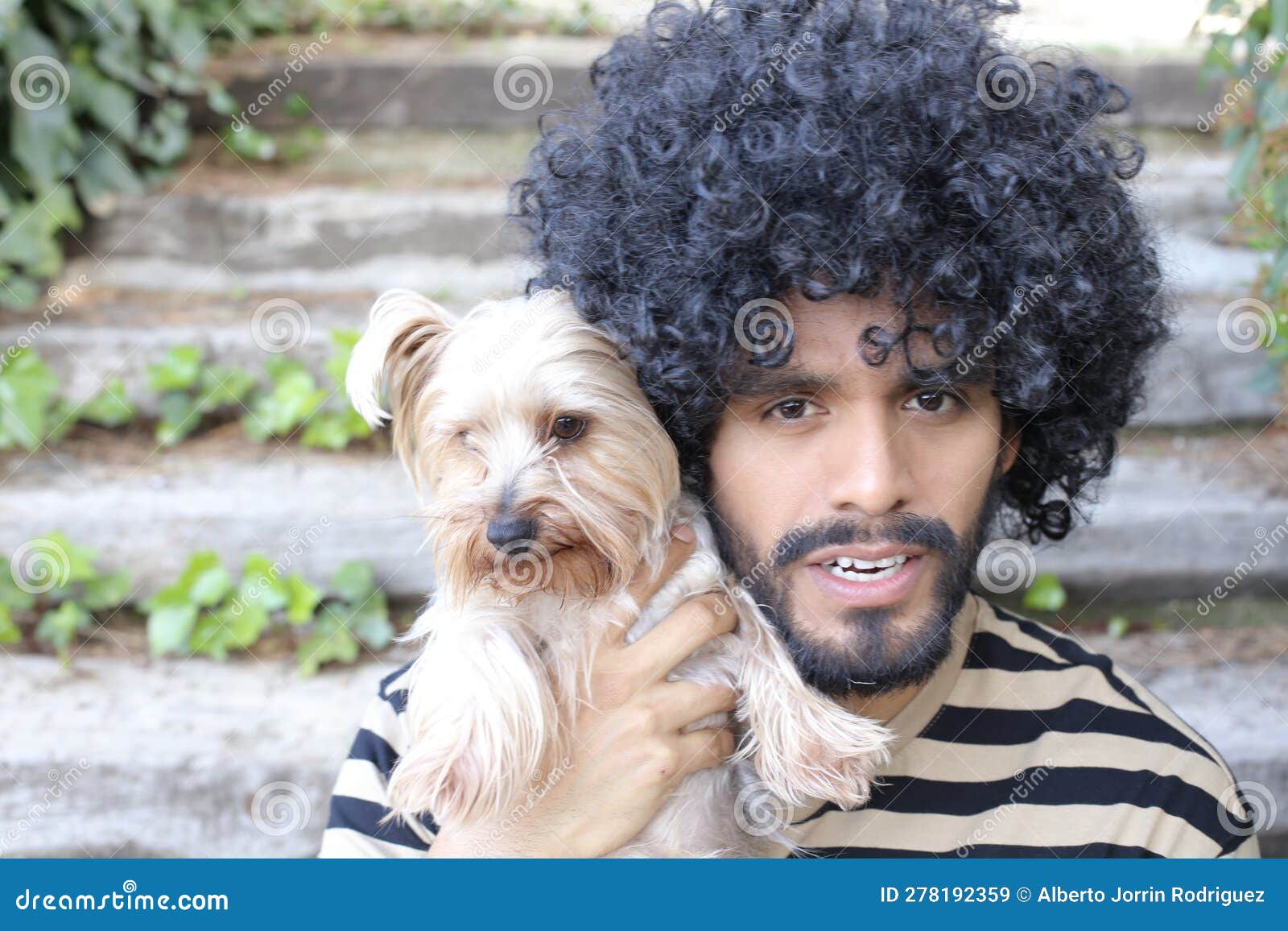 A Handsome Ethnic Man and His Yorkshire Terrier Stock Image - Image of ...