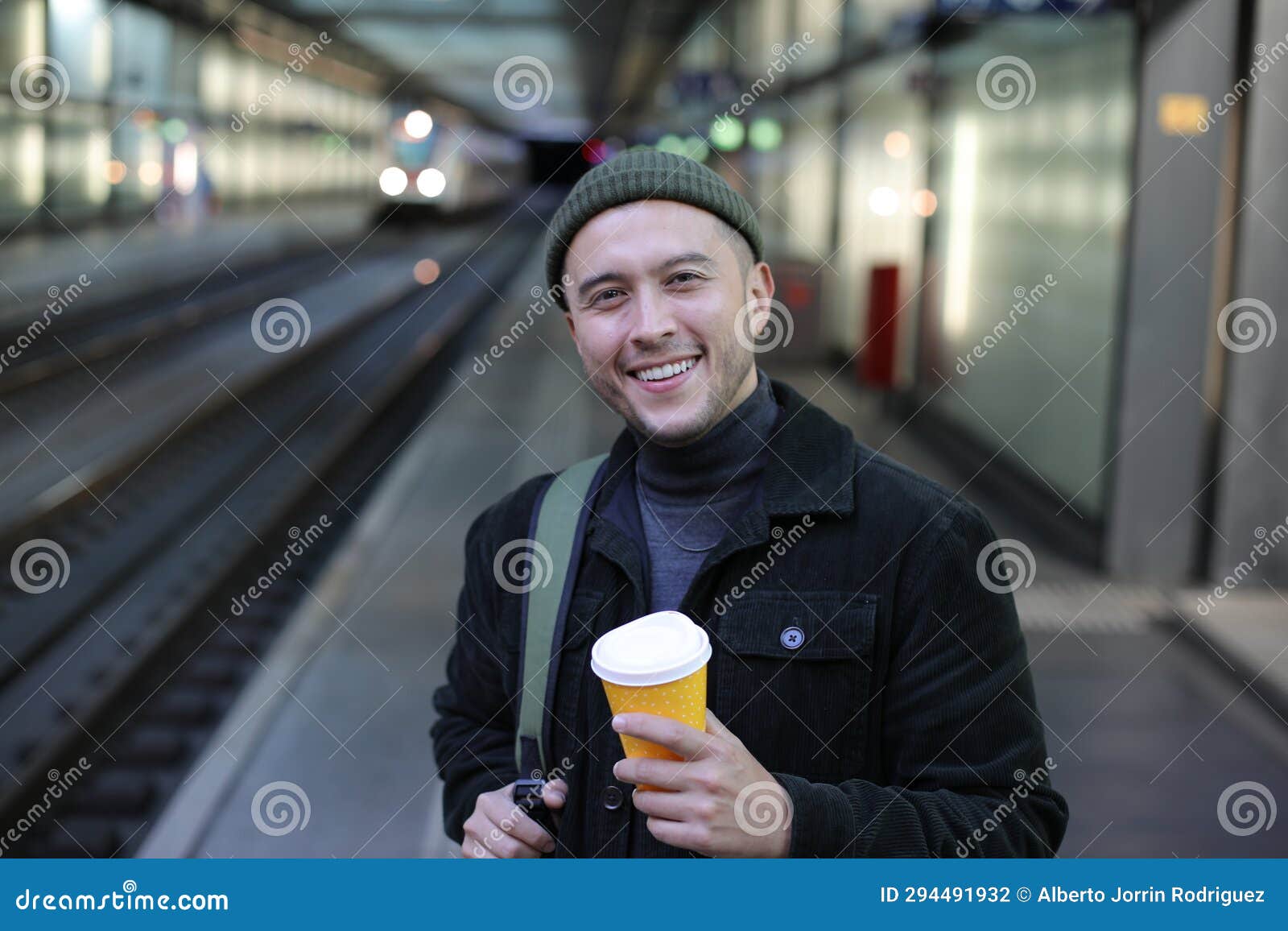 Handsome Ethnic Young Man Waiting for a Train Stock Photo - Image of ...