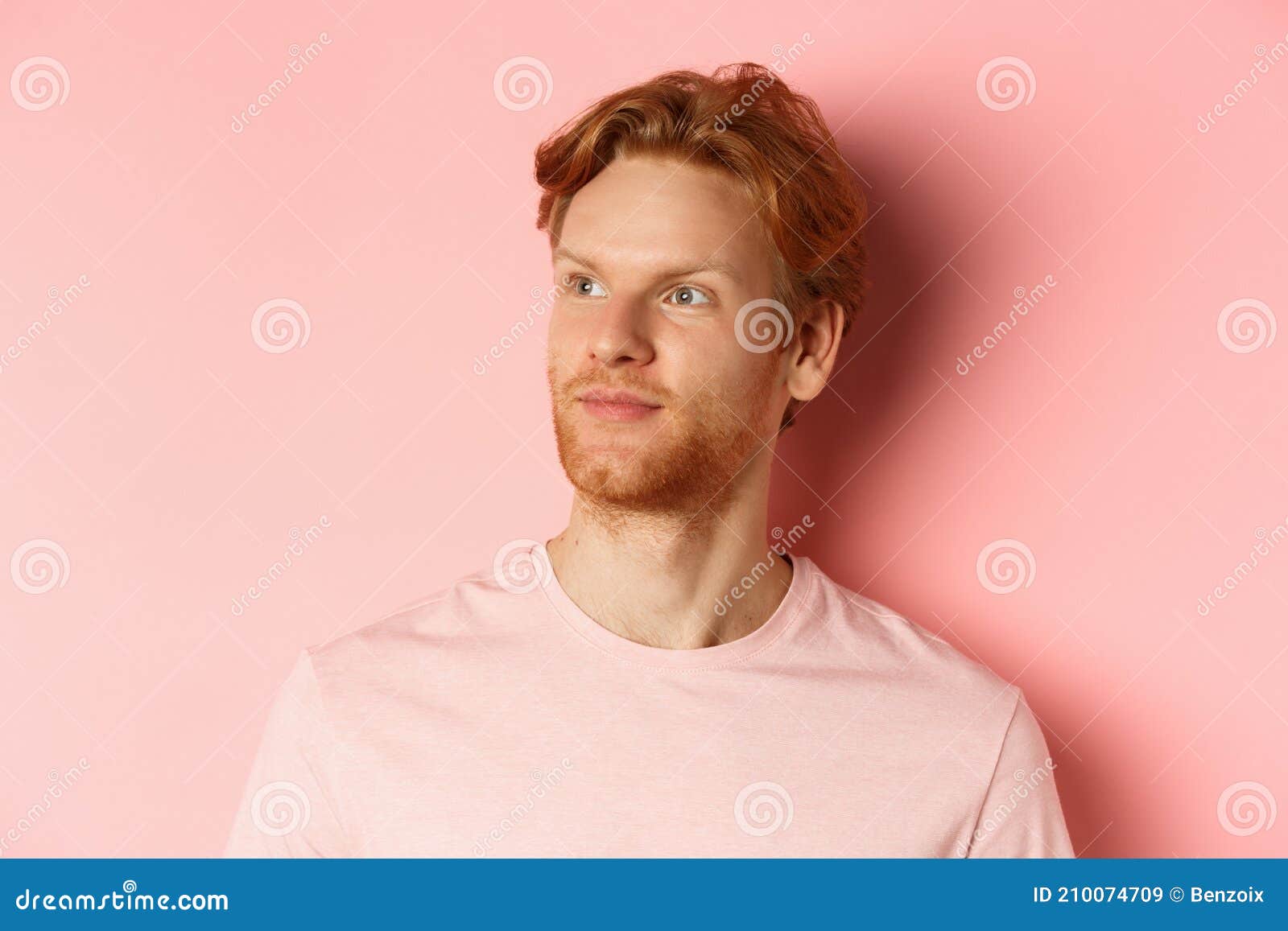 Handsome European Male Model With Red Hair And Beard Turn Head And
