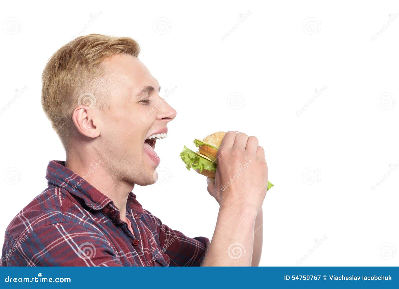 Handsome Excited Man Going To Eat Sandwich Stock Image - Image of hold ...