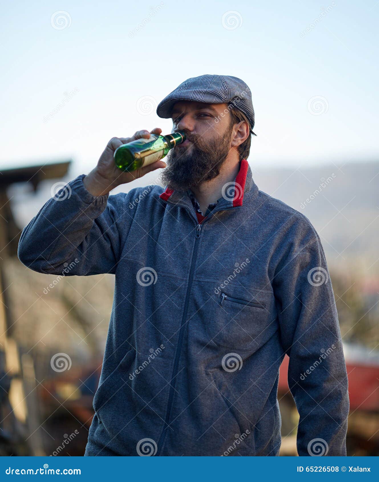 Handsome Farmer Drinking Beer Stock Photo - Image of caucasian, beer ...