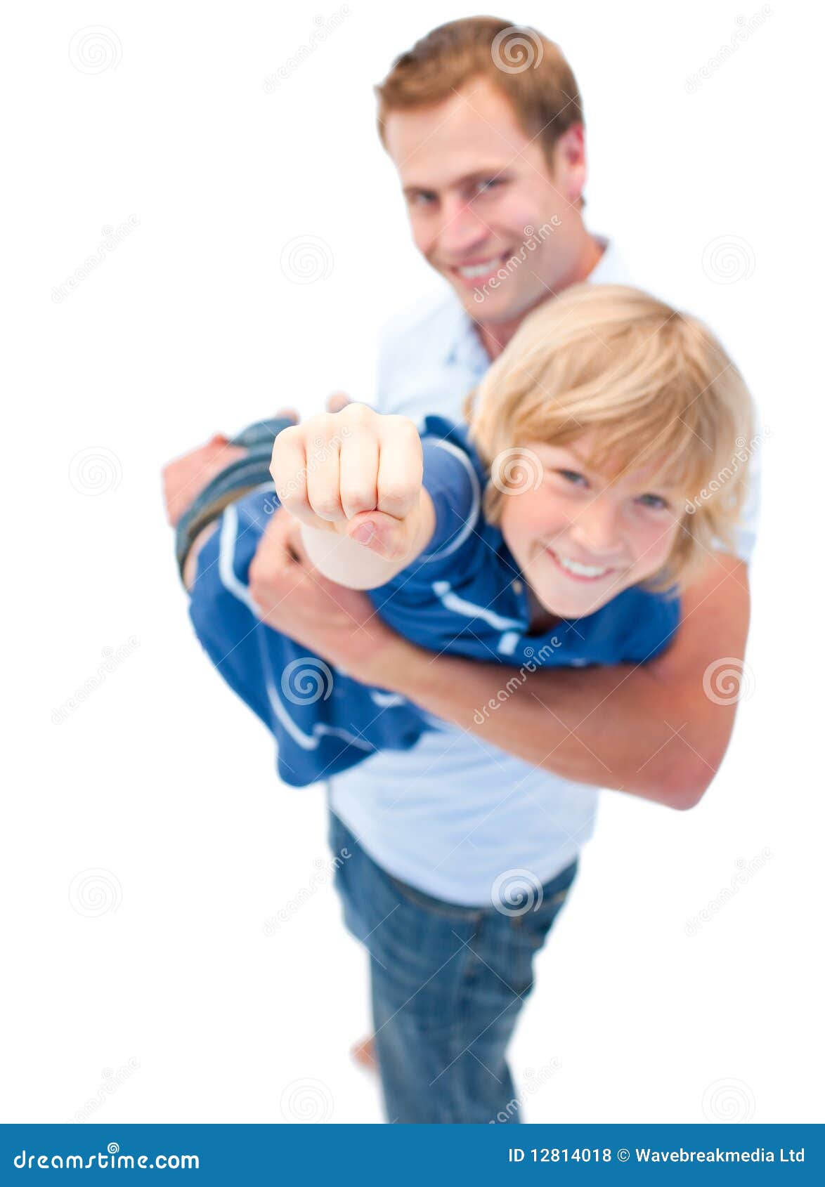 Handsome Father Carrying His Son Stock Photo - Image of playing, father ...
