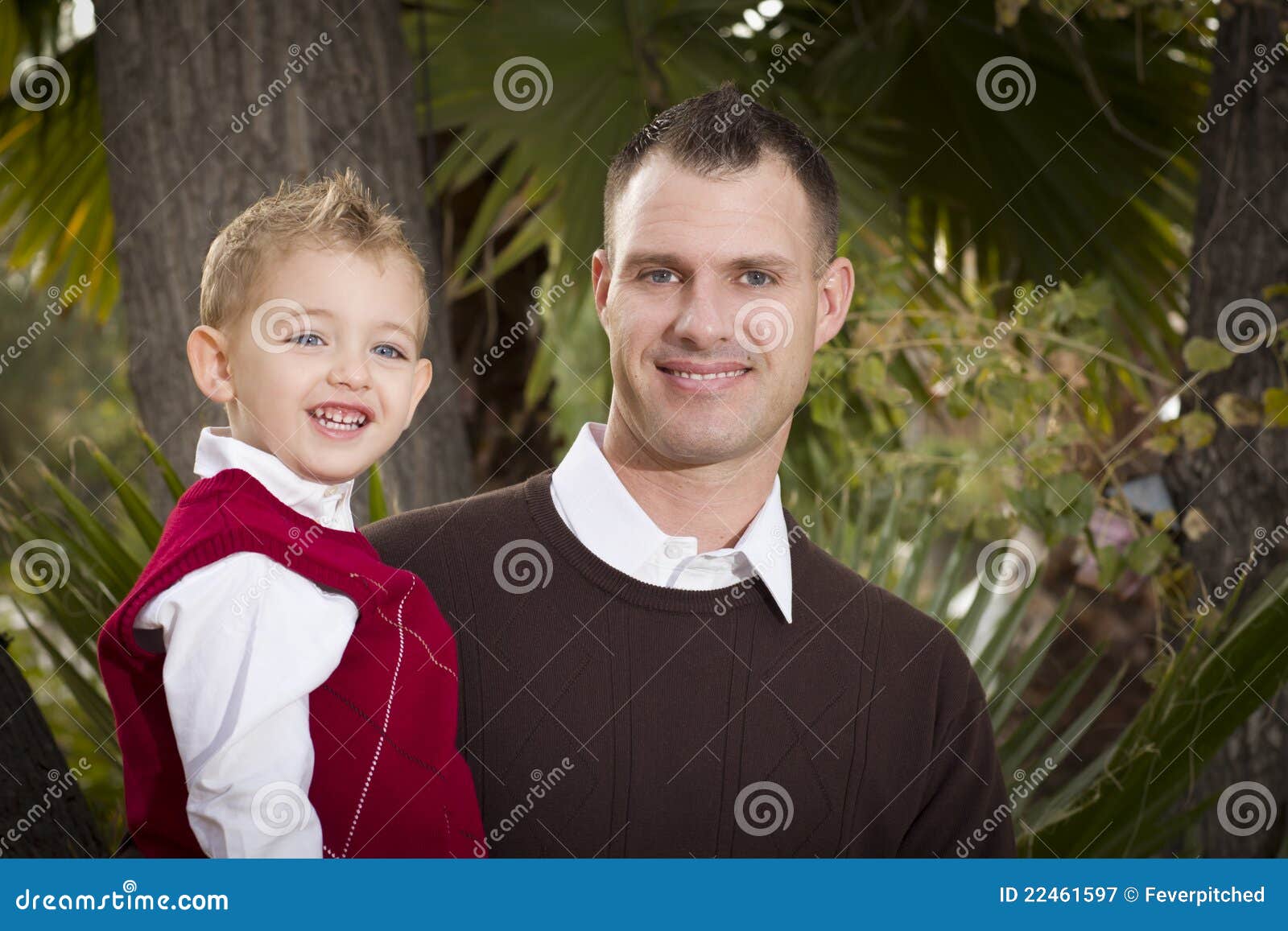 Handsome Father and Son in the Park Stock Image - Image of child, blond ...