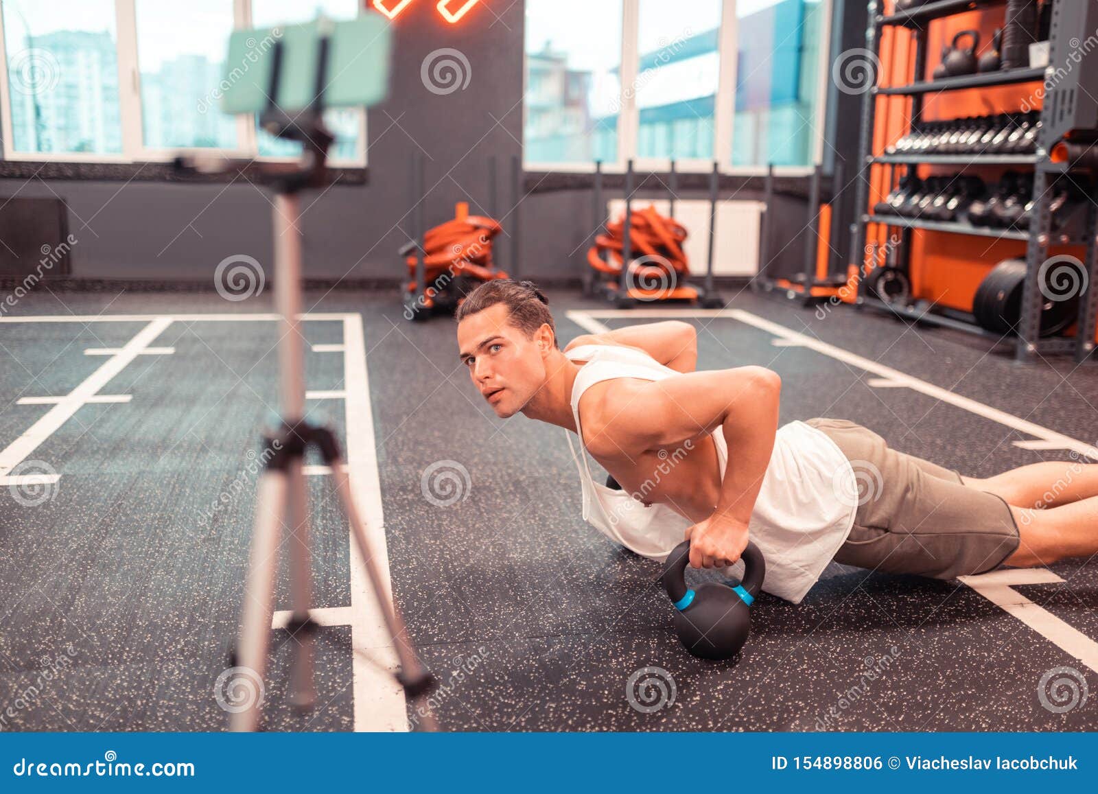Handsome Fit Man Doing Pushups in Front of Camera Stock Photo - Image ...