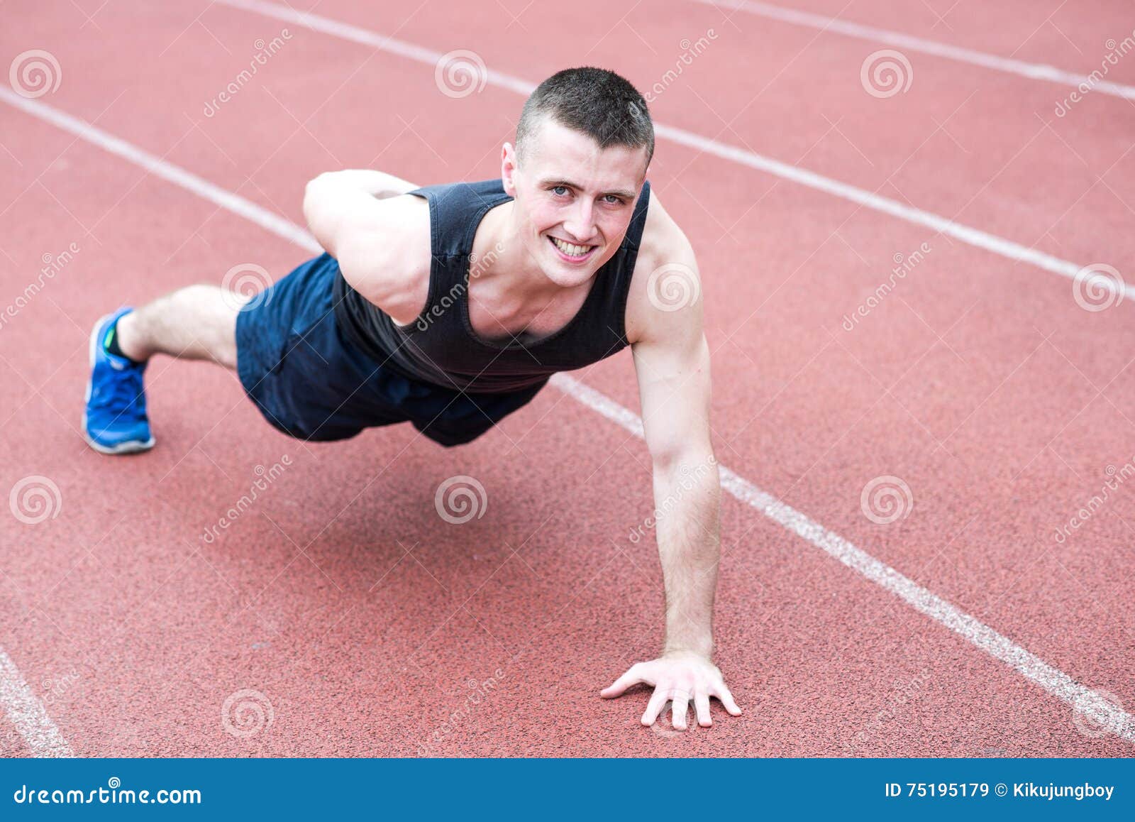 Handsome Fit Man Exercising Push Up One Hand Stock Image - Image of ...
