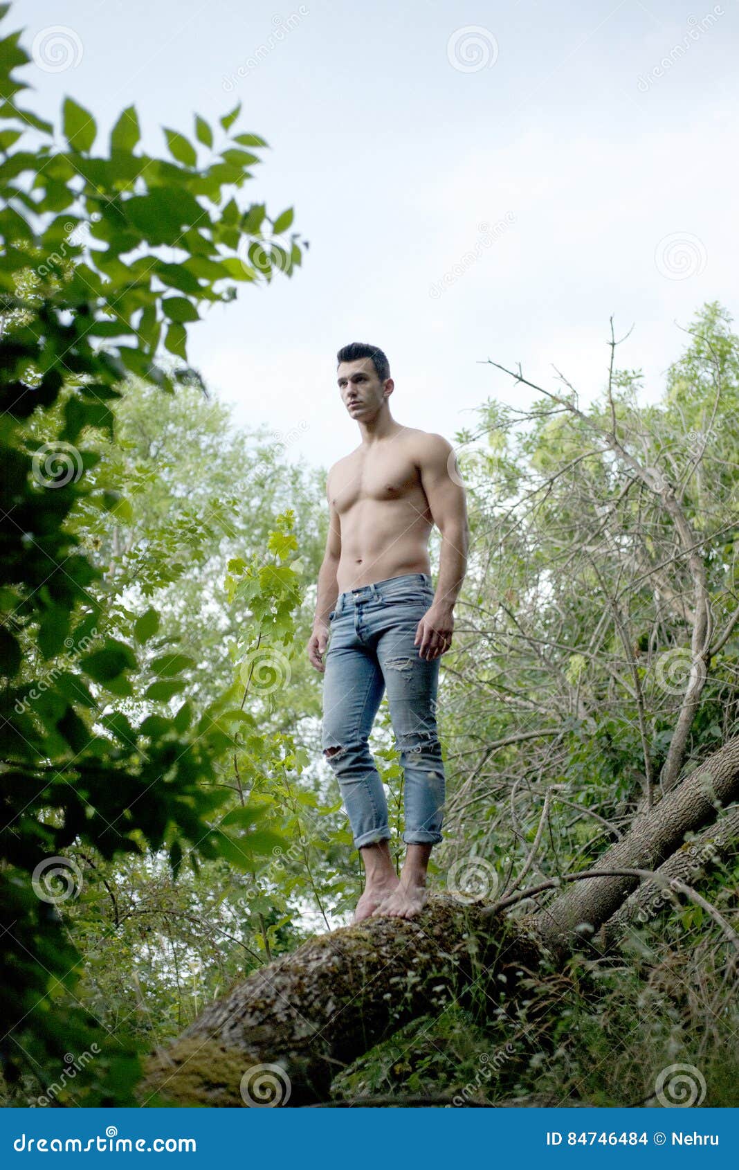 Handsome Fit Man Posing Outdoors Stock Photo - Image of body, chest ...