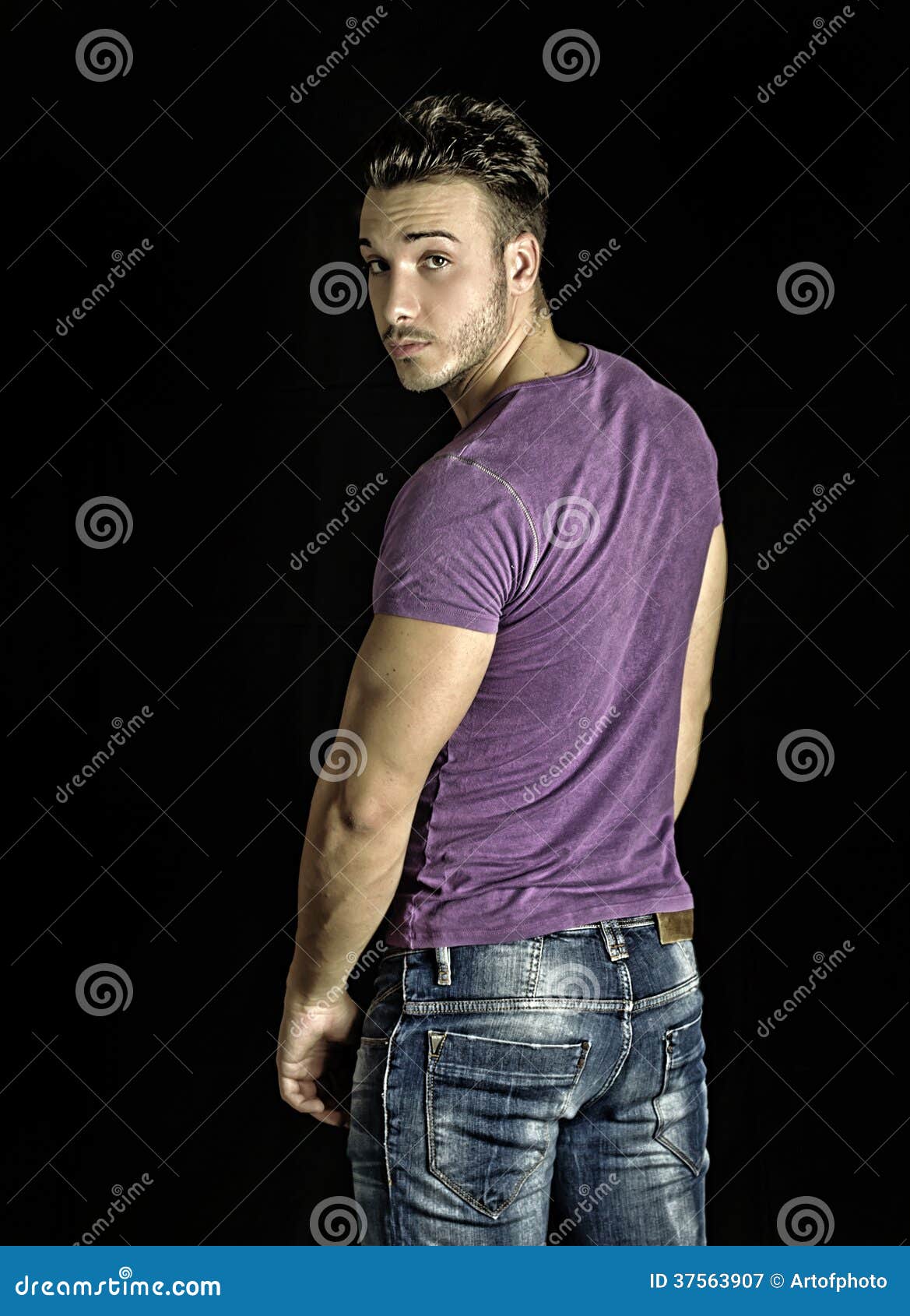 Handsome Fit Young Man Standing, Turning Around Stock Image - Image of ... Handsome Fit Young Man Standing, Turning Around Stock Image - Image of ...