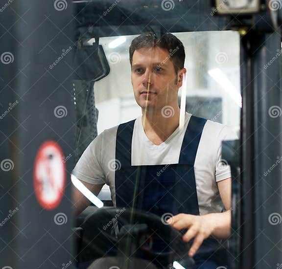 Handsome Forklift Operator. Stock Image - Image of logistics ...