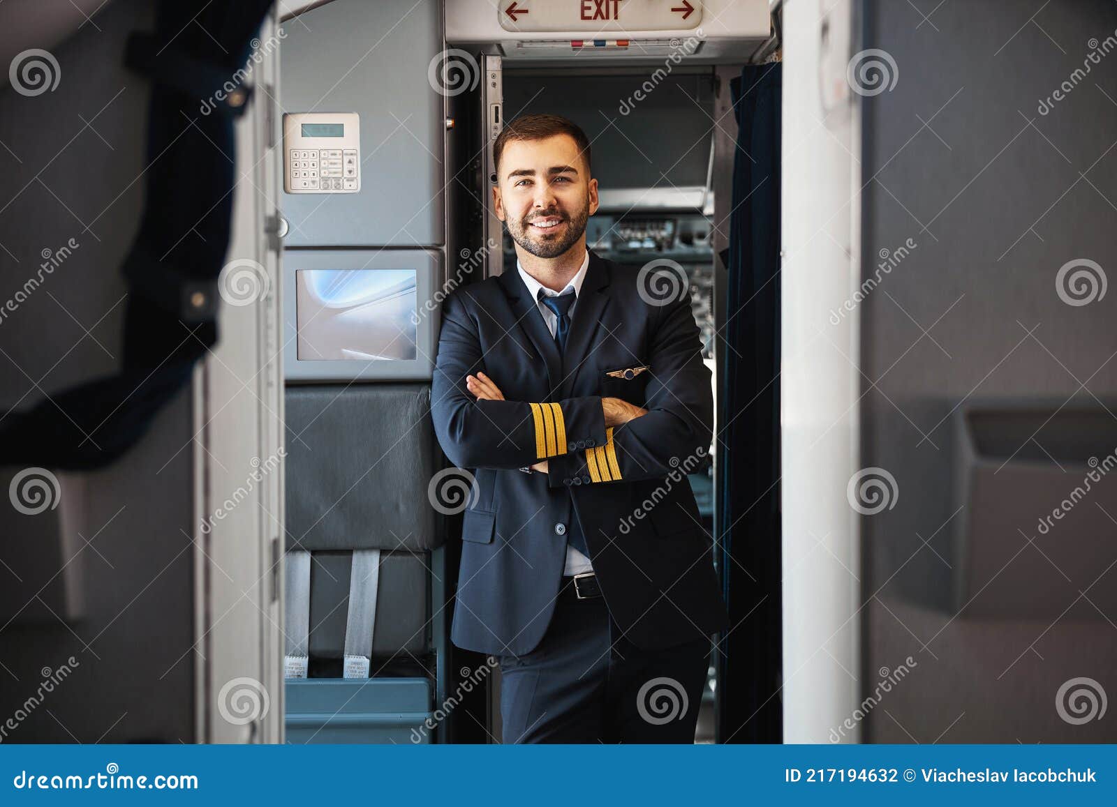 Handsome Friendly Young Pilot Having Rest after the Flight Stock Photo ...