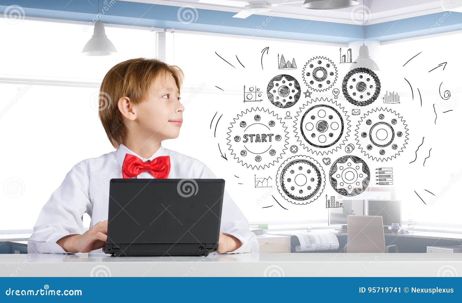 Handsome genius kid stock image. Image of children, cute - 95719741