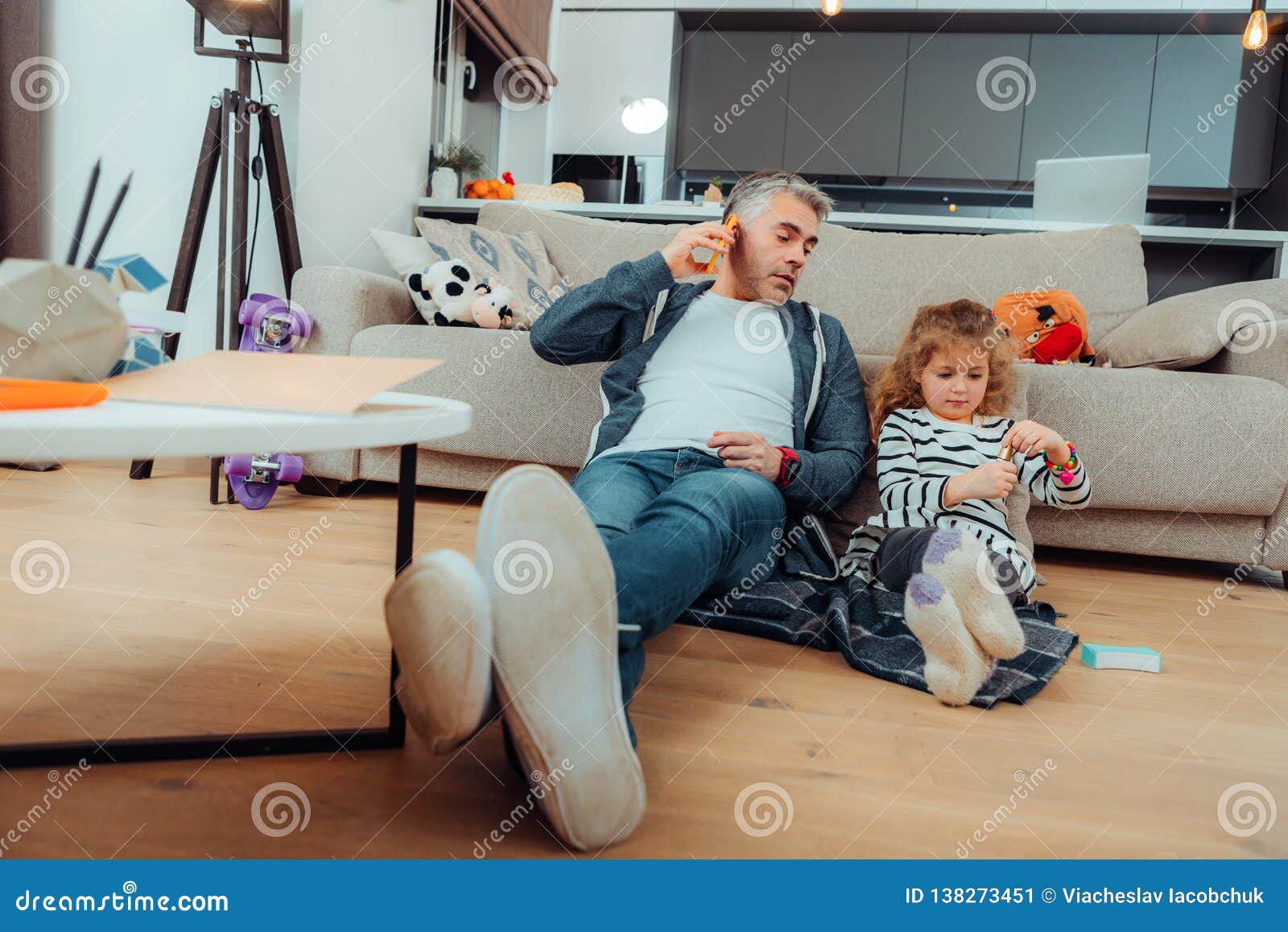 Handsome Grey-haired Tall Man Speaking on the Phone Stock Image - Image ...