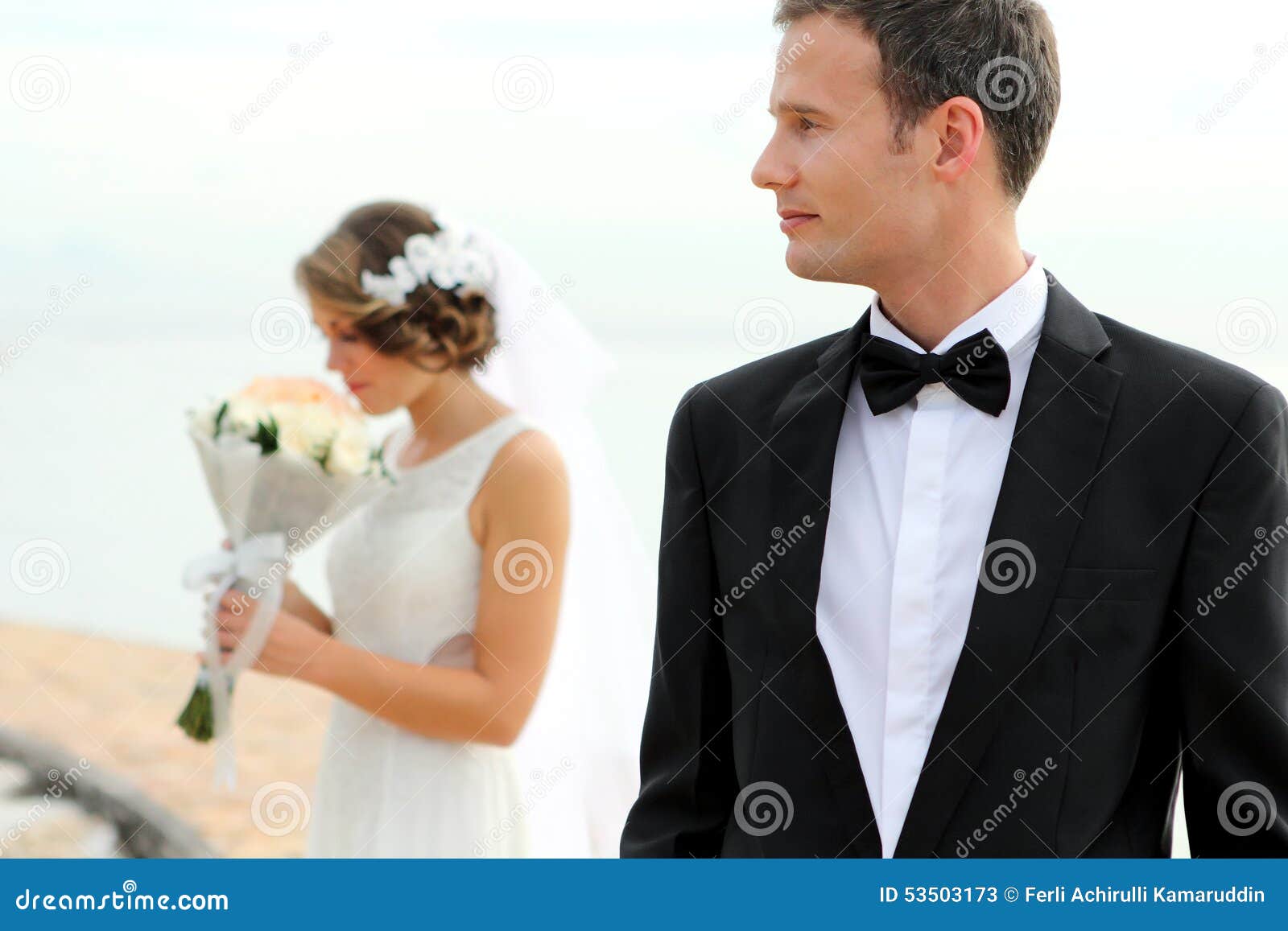 Handsome Groom and Beautiful Bride Stock Image - Image of gown, male ...