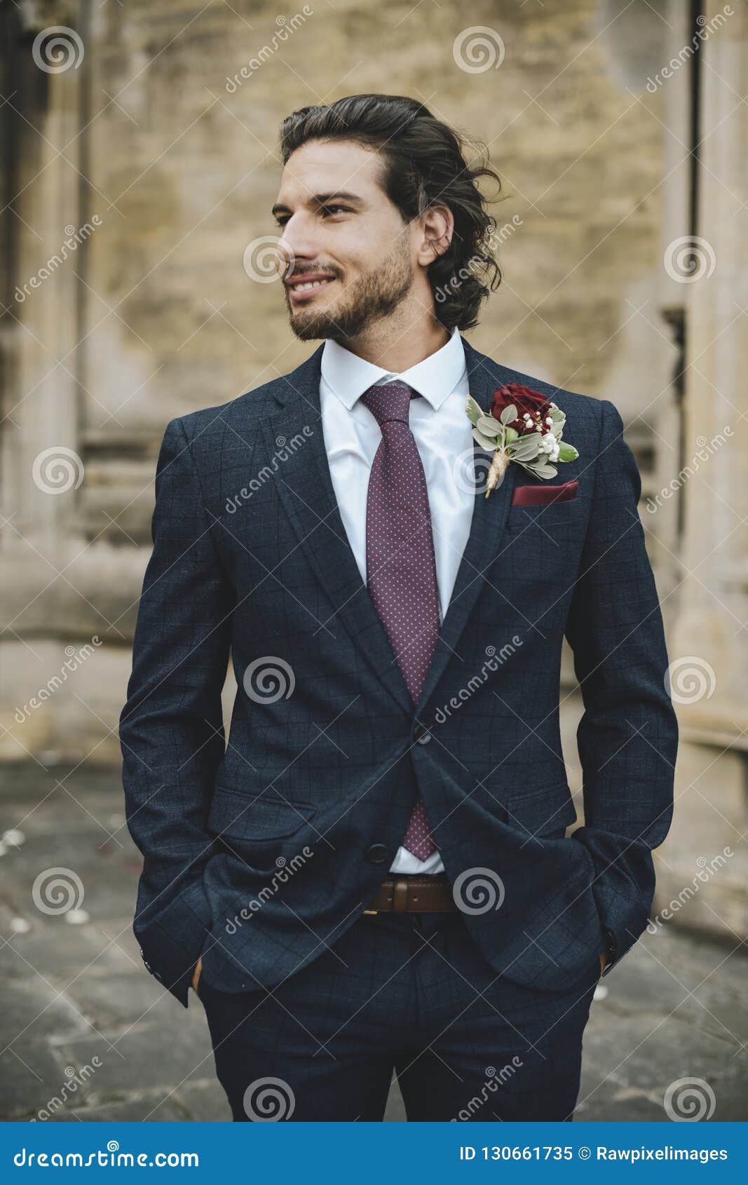 Handsome Groom on His Wedding Day Stock Image - Image of buttonhole ...