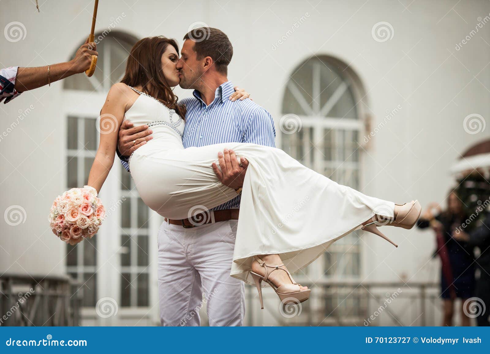 Handsome Groom Holding Beautiful Bride in His Arms Stock Image - Image ...