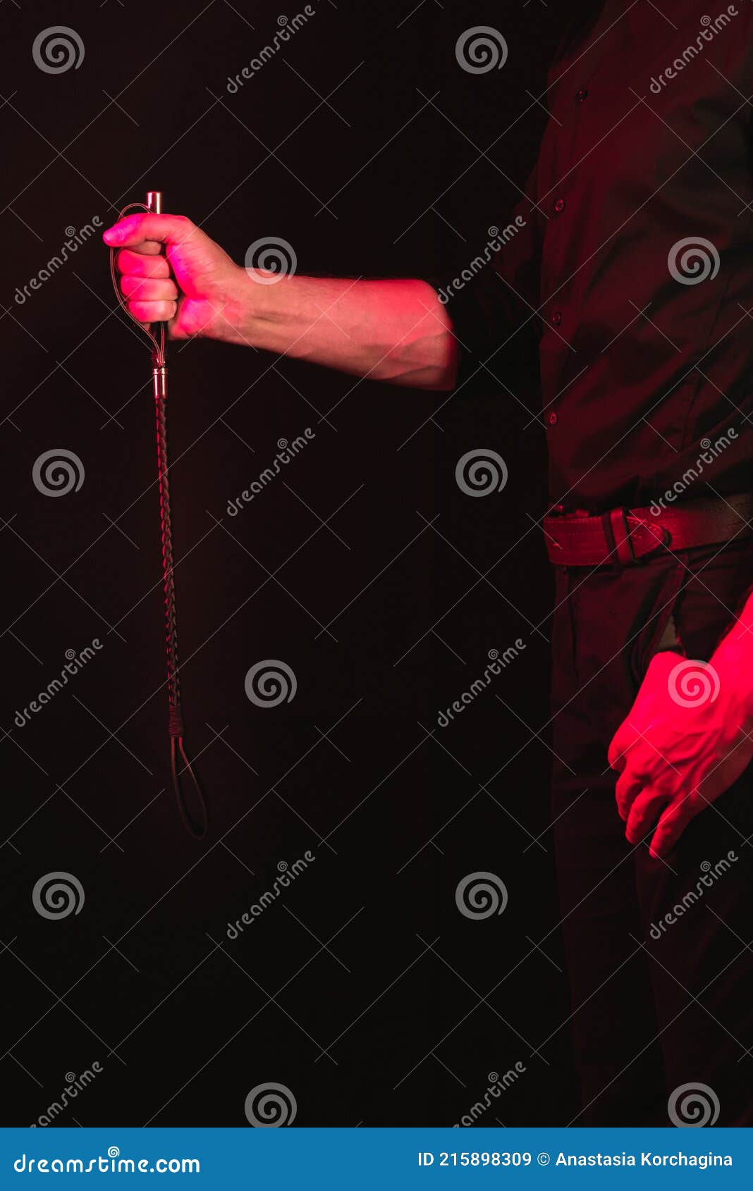 Handsome Guy with a BDSM Whip in His Hands Stock Image - Image of ...