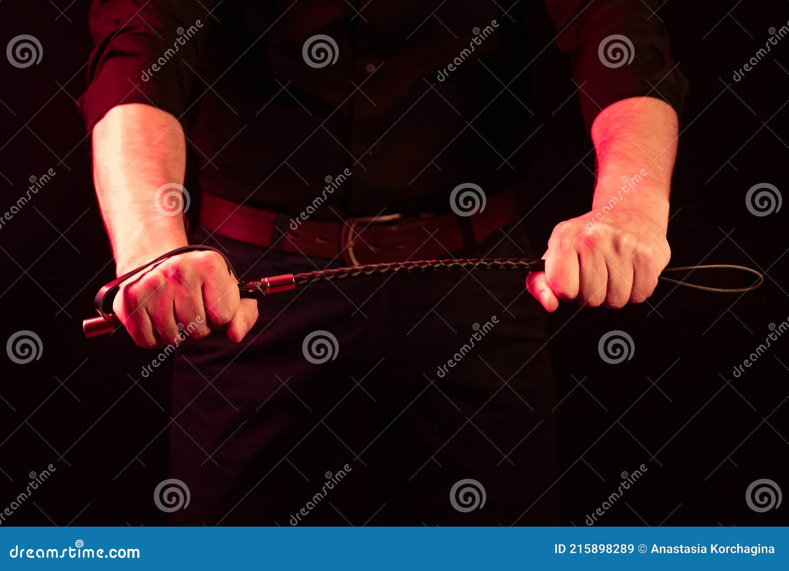 Handsome Guy with a BDSM Whip in His Hands Stock Image - Image of young ...